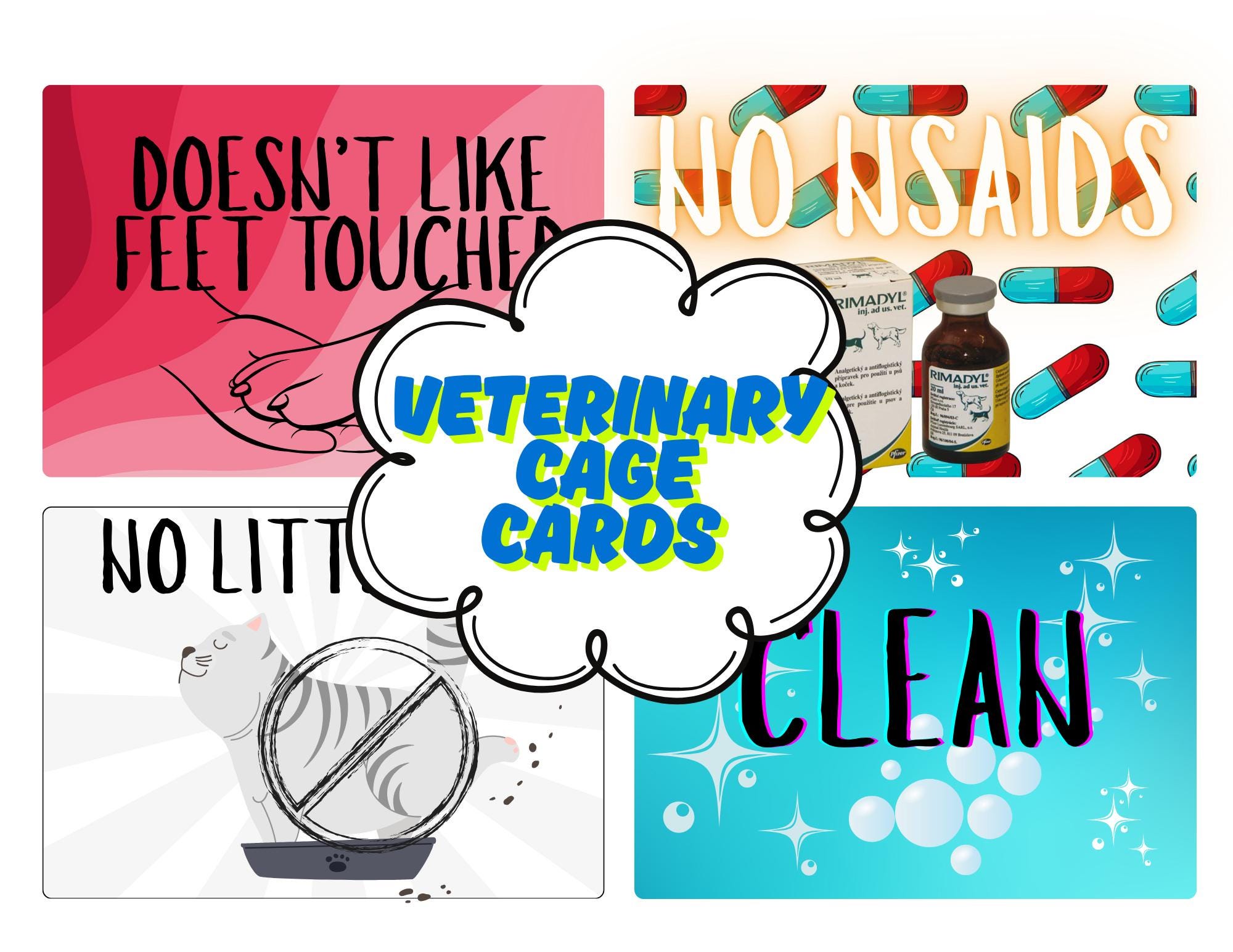 Digital Printable VETERINARY CAGE CARDS Printable – Digital Download ...