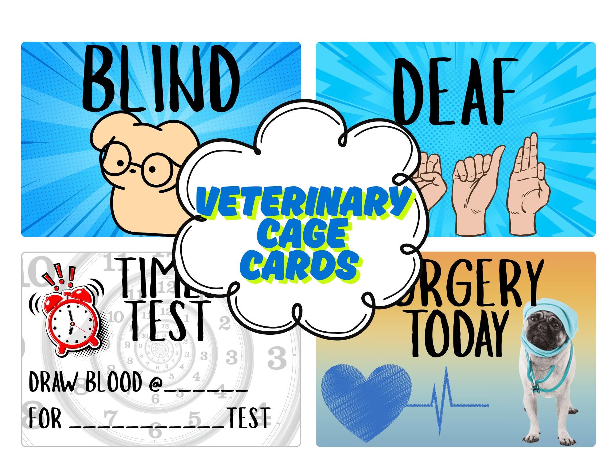 Digital Printable VETERINARY CAGE CARDS Printable – Digital Download ...