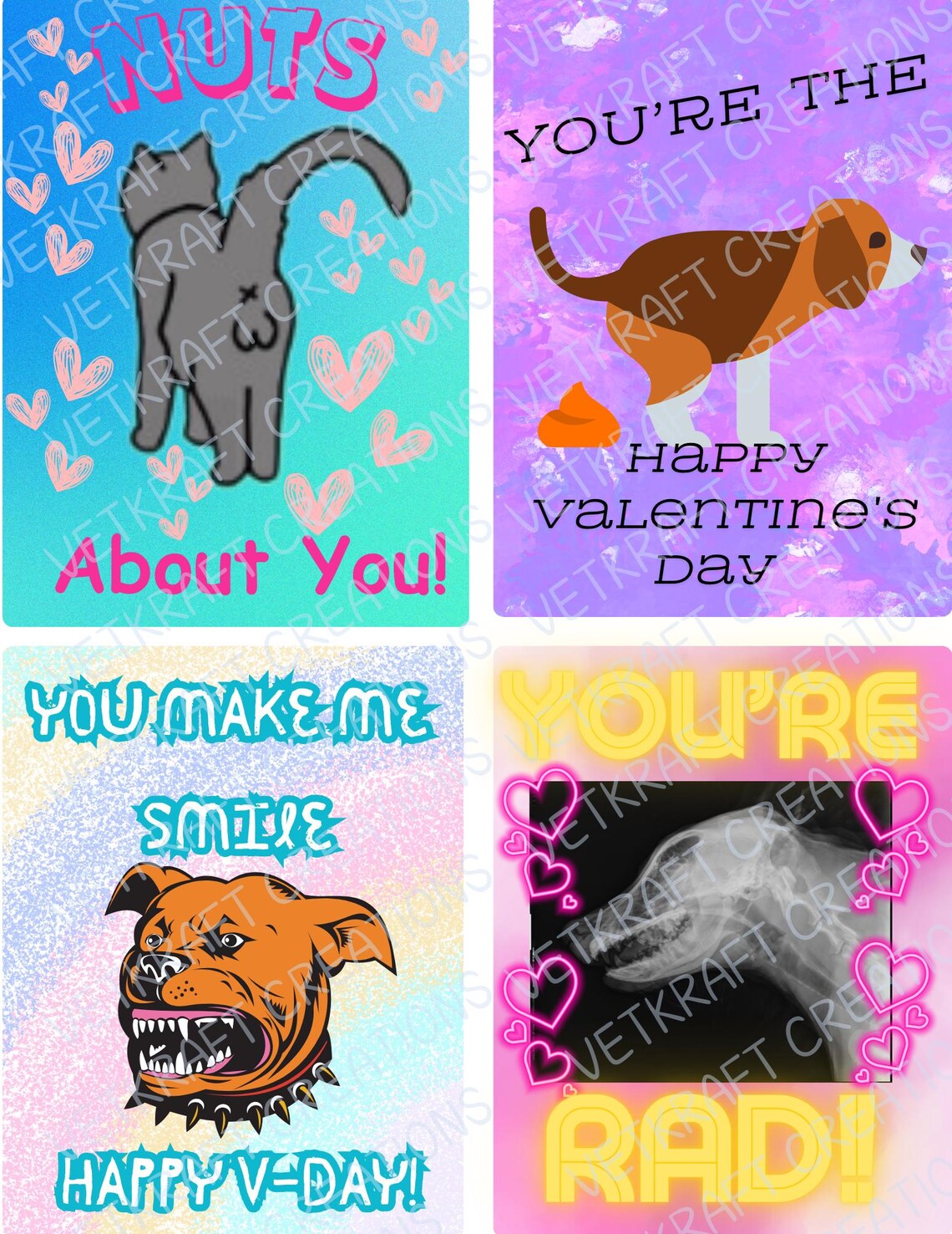 Veterinary Valentine’s Cards, Printable Valentine’s Cards, Digital ...