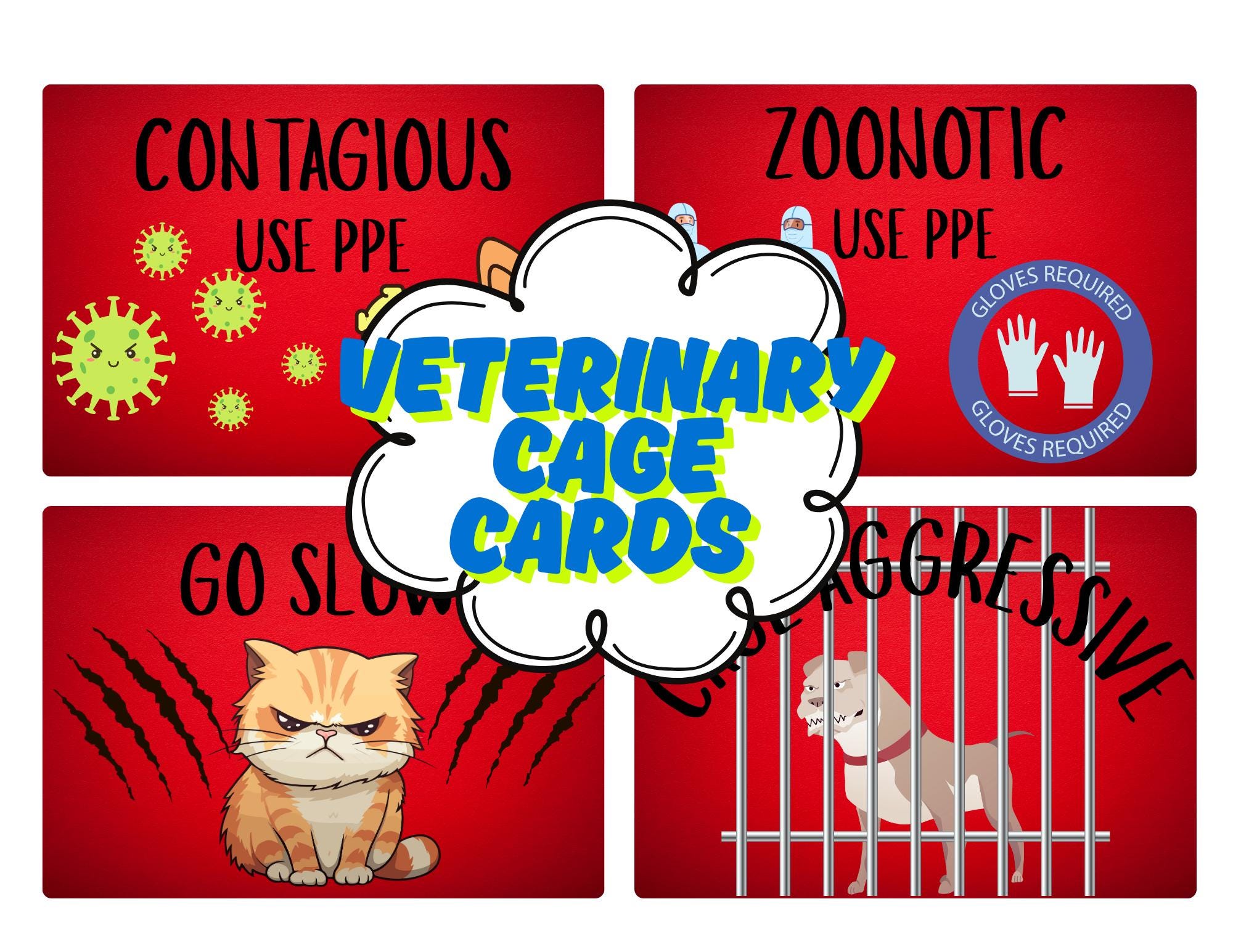 Digital Printable VETERINARY CAGE CARDS Printable – Digital Download ...