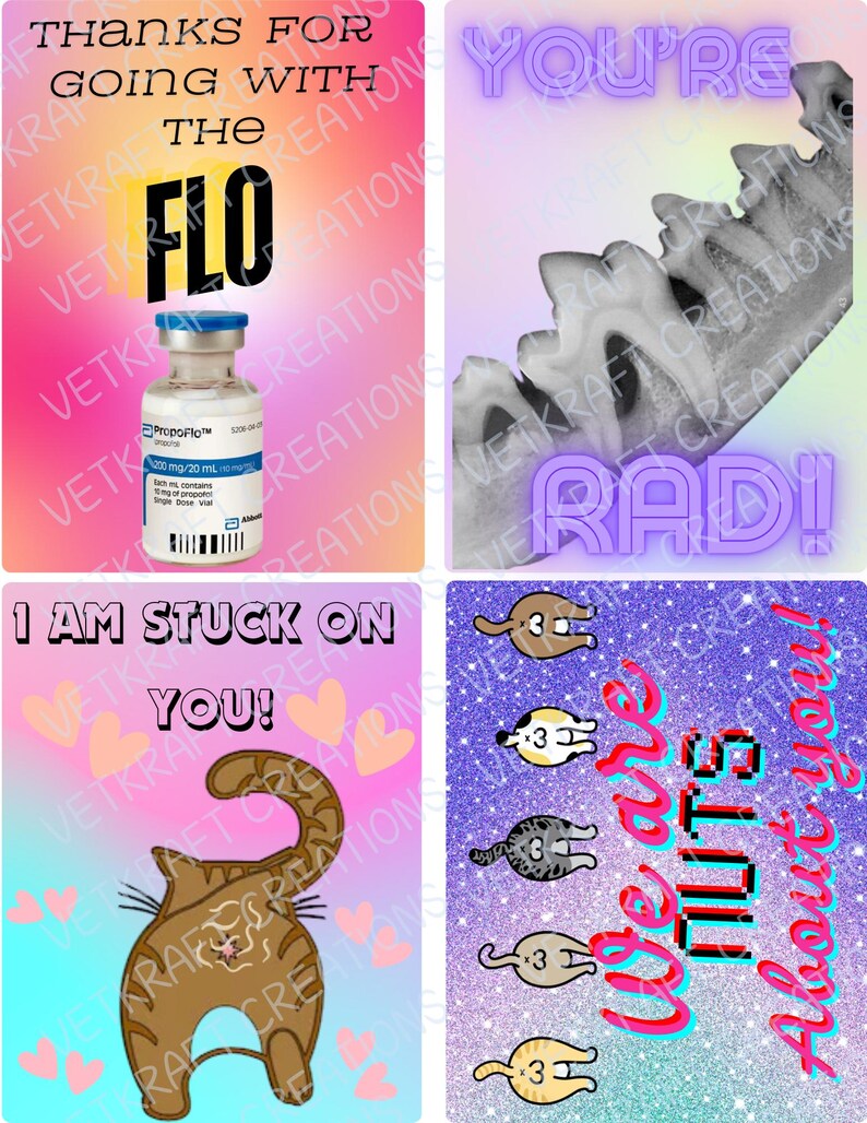 Veterinary Valentine’s Cards, Printable Valentine’s Cards, Digital ...