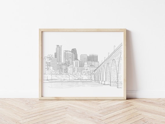 Stone Arch Bridge Line Drawing Minneapolis - Etsy