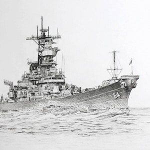 USS Wisconsin Signed Limited Edition Giclee Print of the Pen and Ink - Etsy