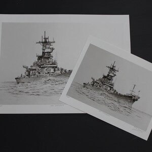 USS Wisconsin Signed Limited Edition Giclee Print of the Pen and Ink - Etsy
