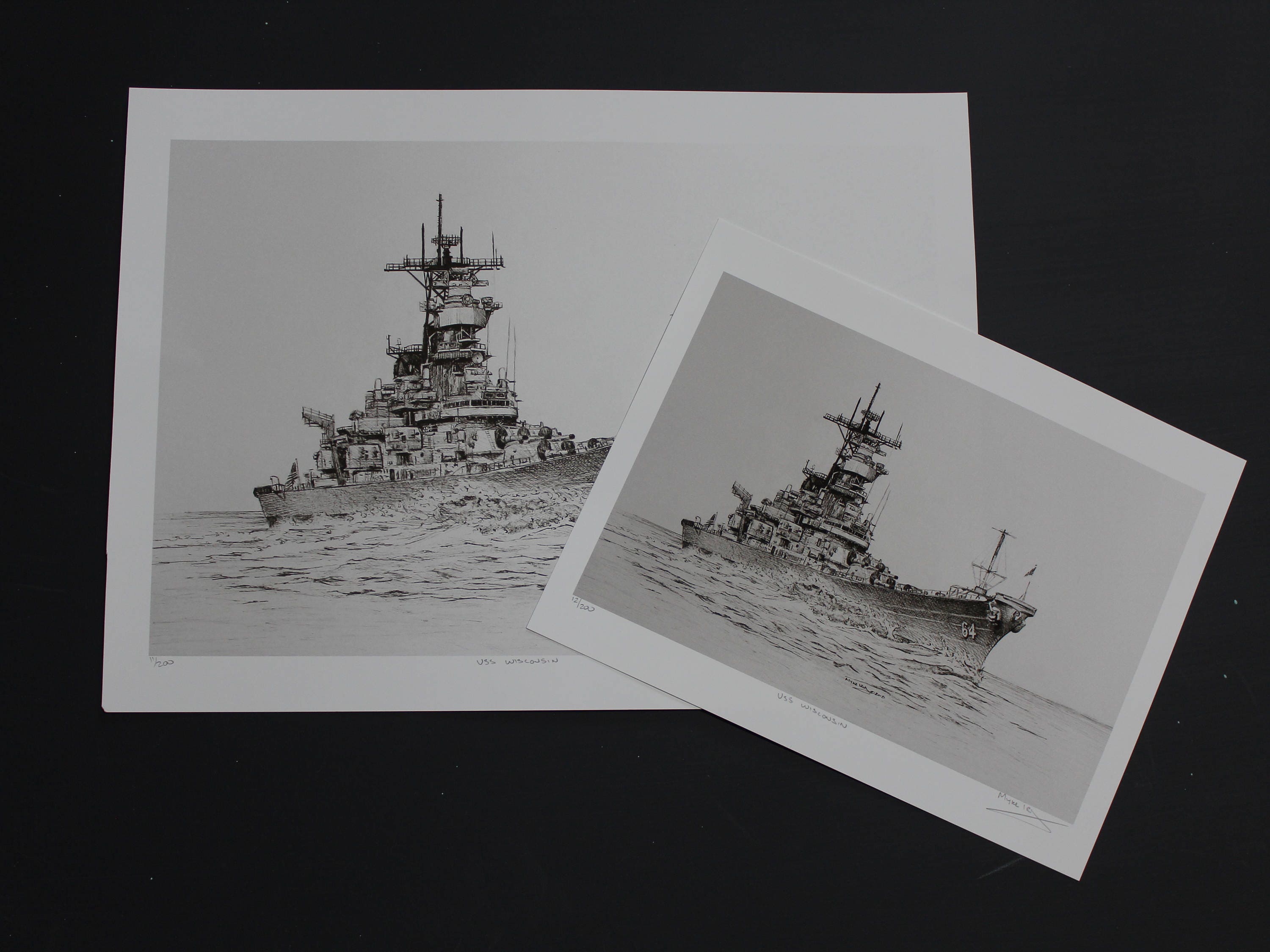 USS Wisconsin Signed Limited Edition Giclee Print of the Pen and Ink - Etsy