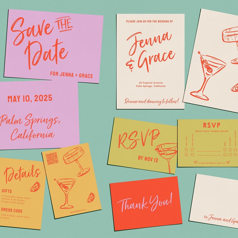 Colorful Invitations - Etsy