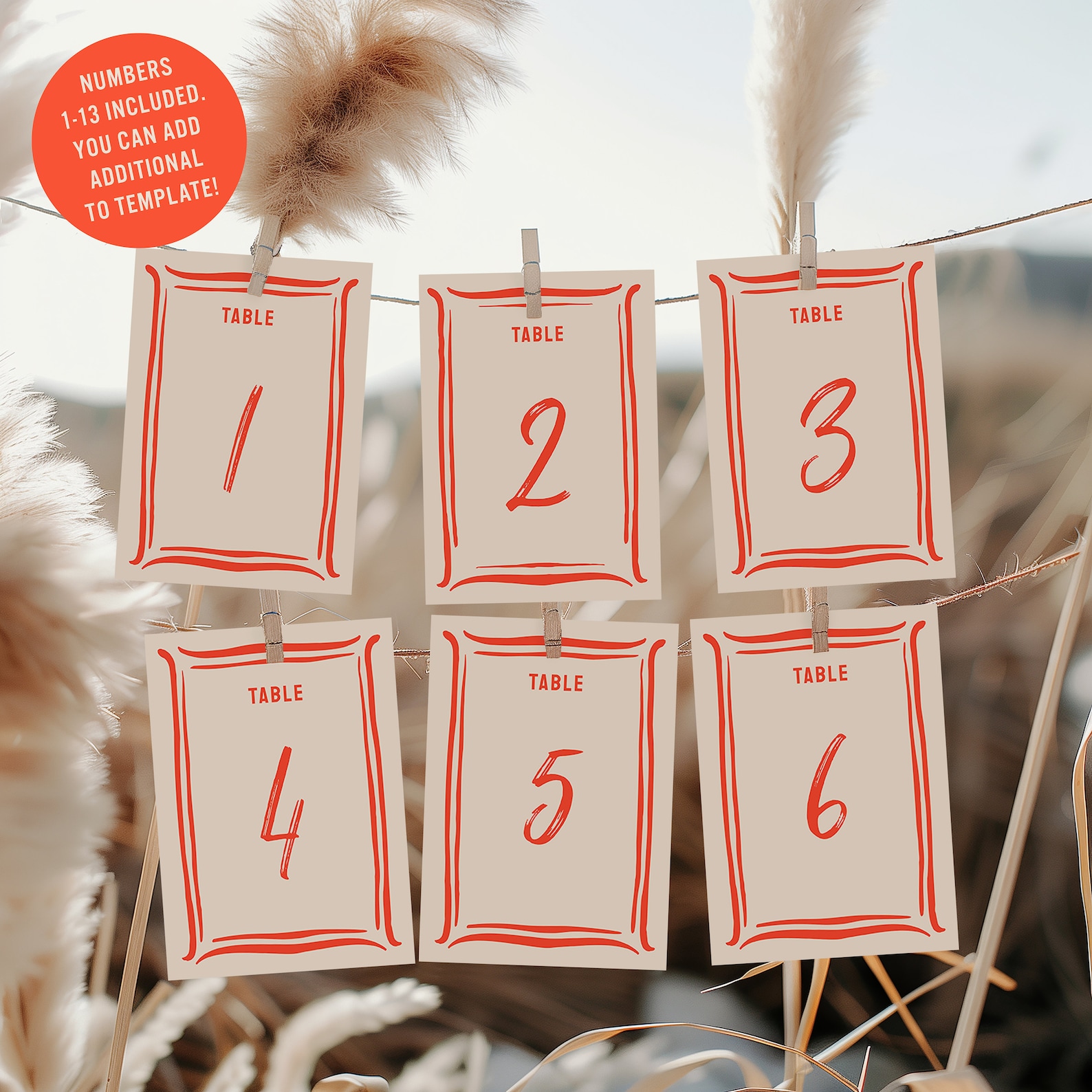 Mid Century Wedding Table Numbers: Retro Palm Springs Style (template ...