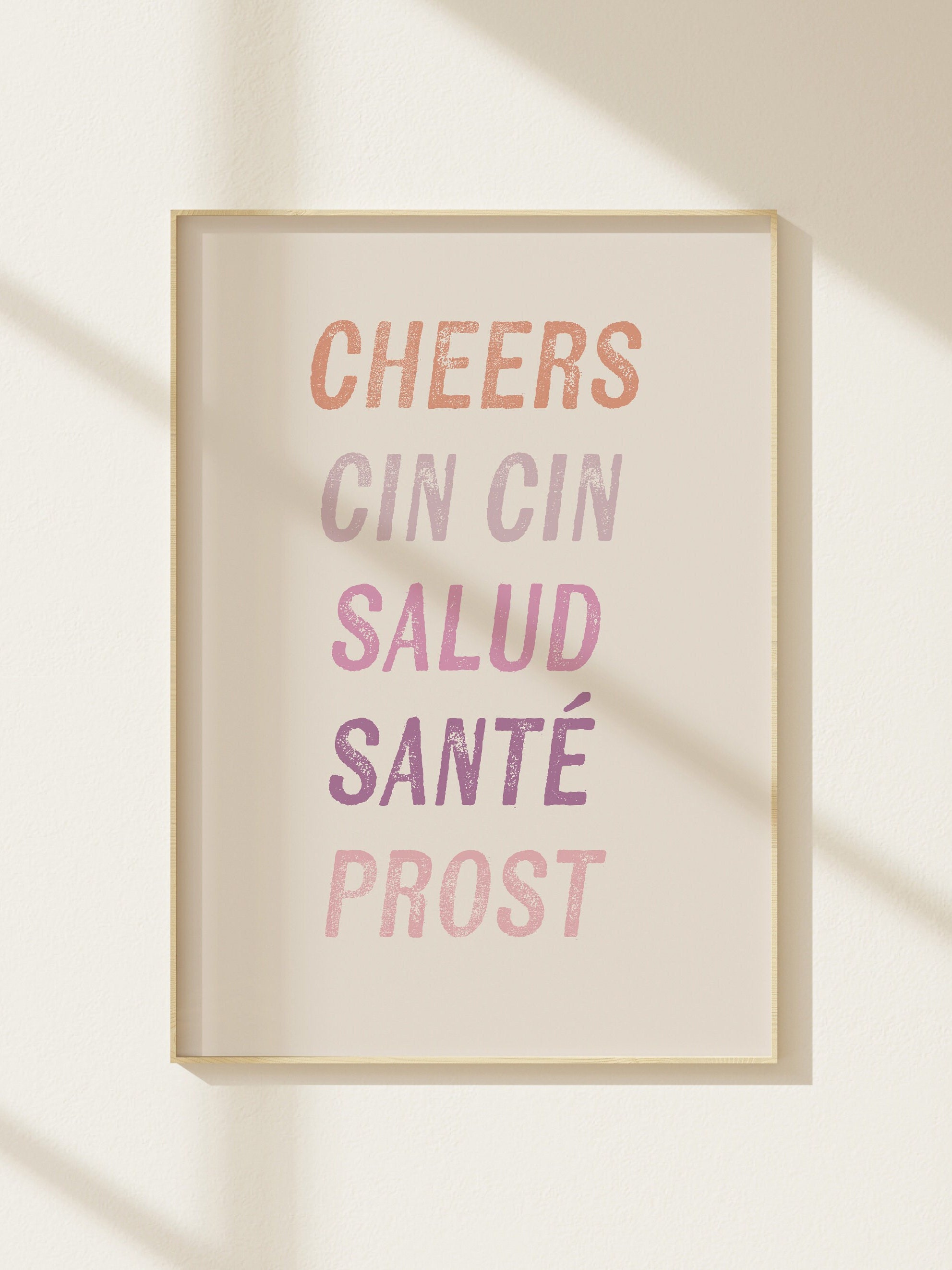 CHEERS WALL ART | Cocktail Wall Art | Bar Cart Wall Art | Cheers Different Languages | Girly ...