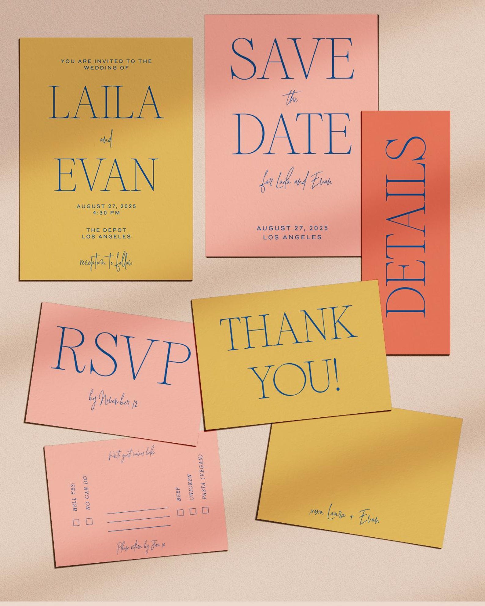 Editorial Style Wedding Invitation Template. Colorful Classic ...