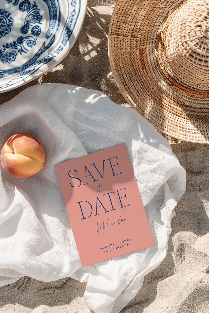 Editorial Style Wedding Invitation Template. Colorful Classic ...