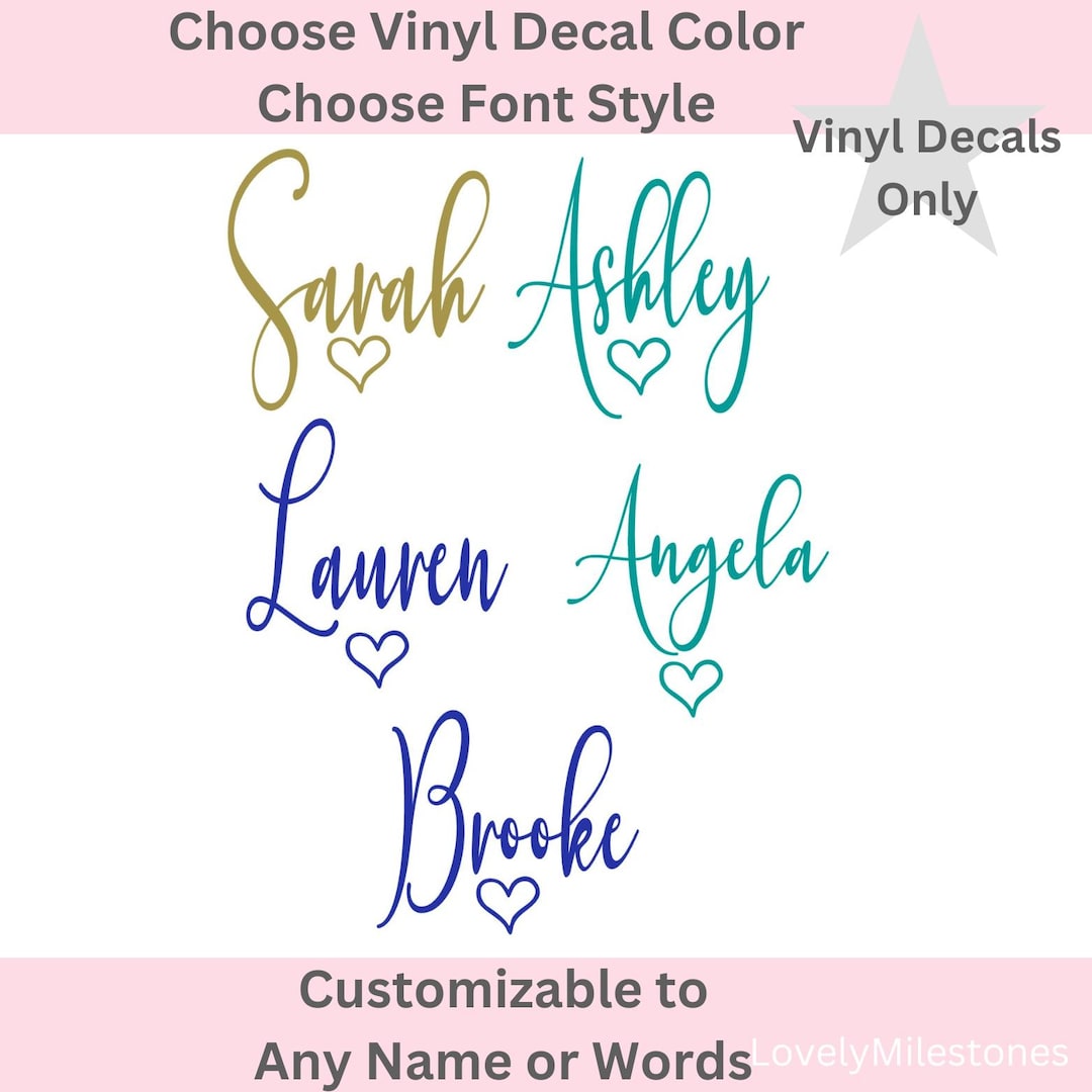 Wedding, Vinyl Decals, Vinyl Decal, Bridal Party, Name Stickers ...