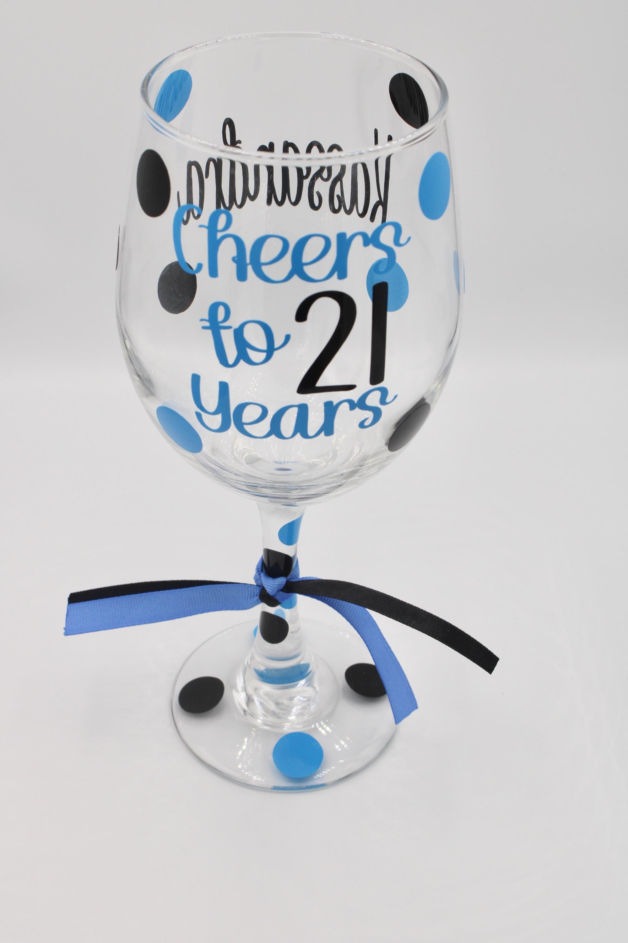 Personalized 21st Birthday Wine Glass: Cheers to 21 Years - Etsy