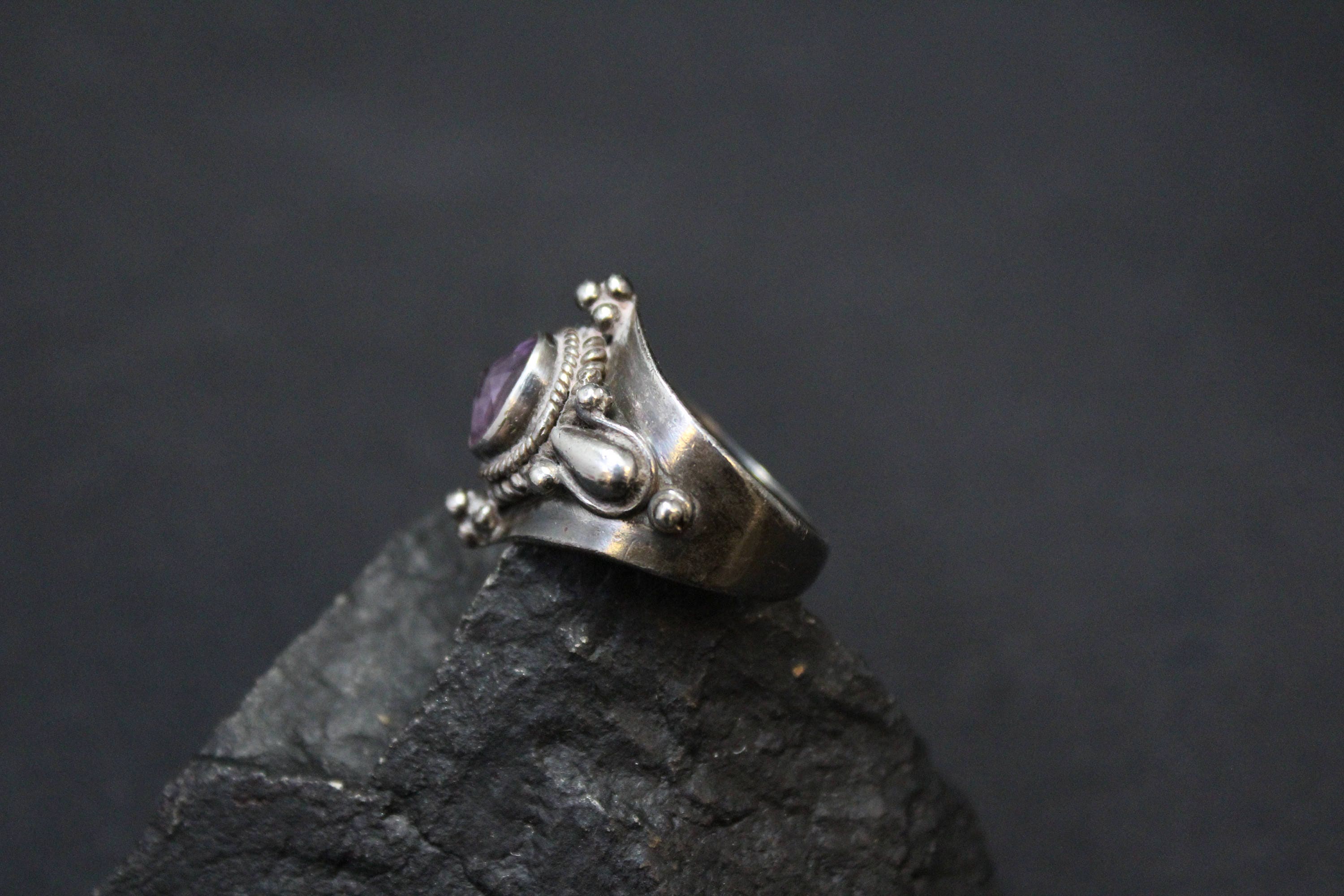 Sterling Silver Medieval Amethyst Ring, Sterling Silver Amethyst ...