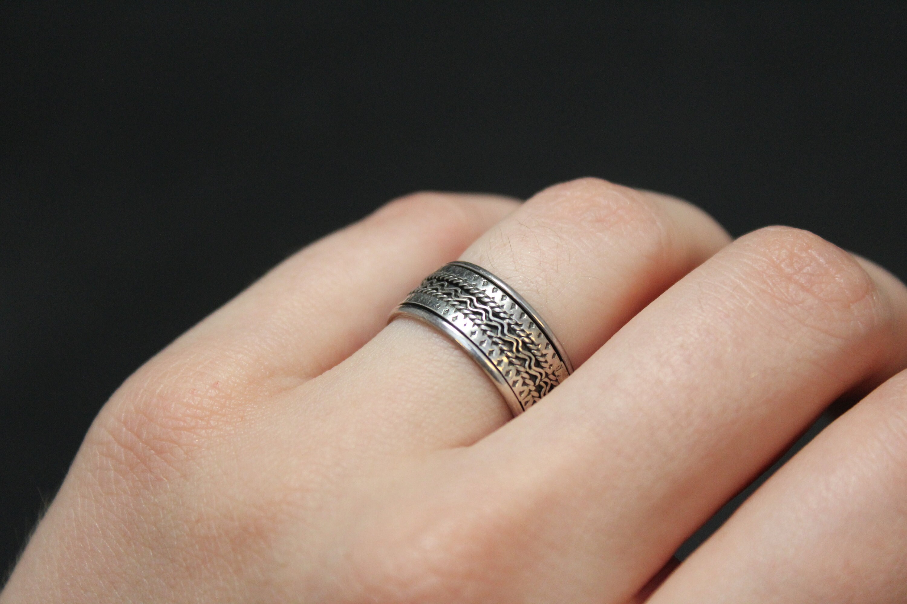 Sterling Silver Spinning Tribal Band Ring, Sterling Spinning Ring ...