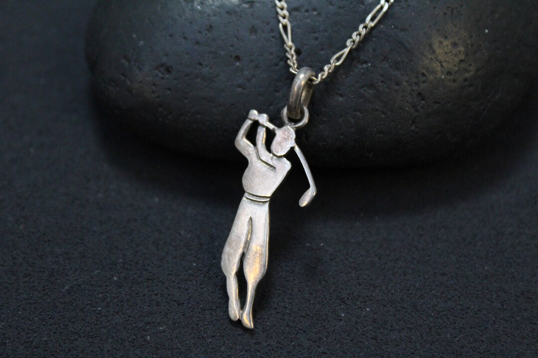 Sterling Silver Golfer Necklace, Sterling Golf Jewelry, Sterling Golfer ...