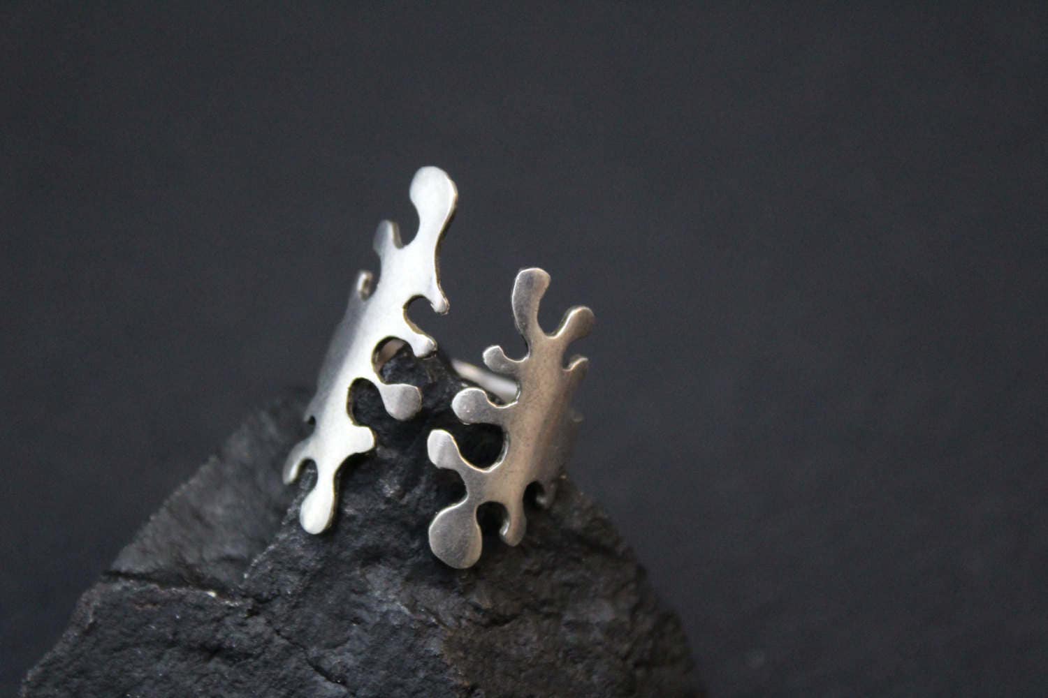 Sterling Silver Splat Ring, Abstract Jewelry, Unique Silver Ring ...