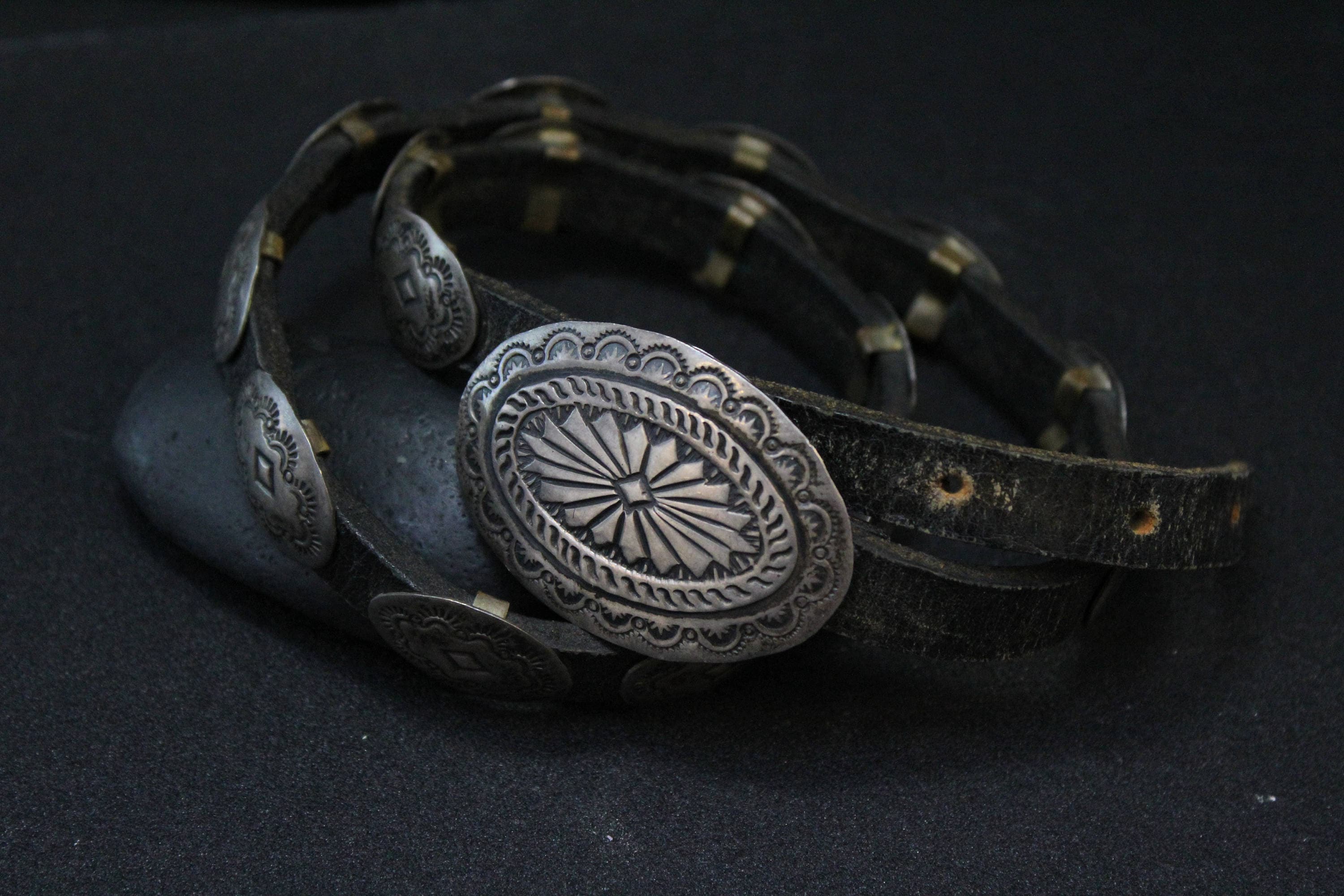 Sterling Silver and Leather Cowboy Hat Concho Band, Sterling Silver Hat ...