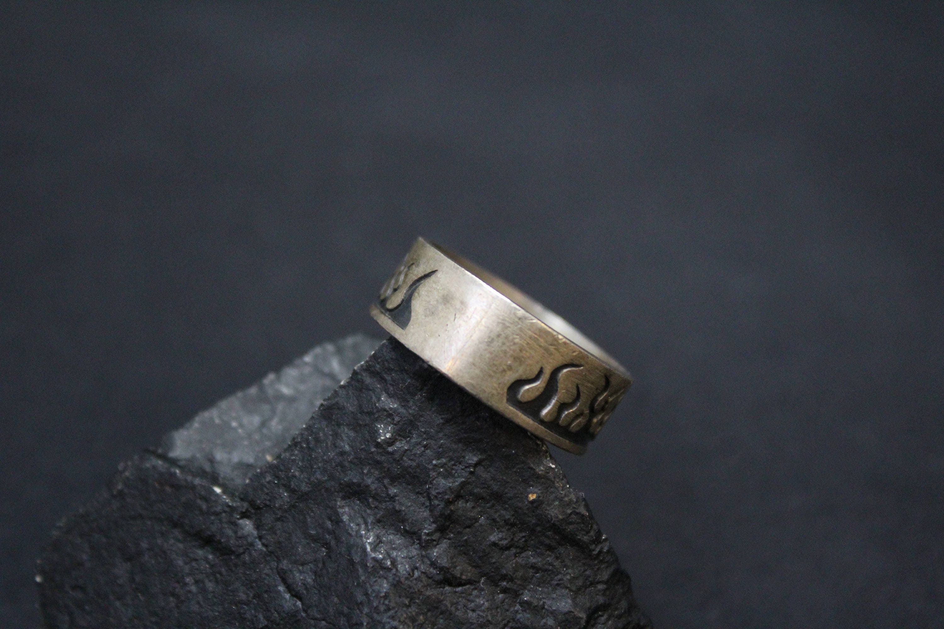 Sterling Silver Flame Band Ring, Sterling Biker Ring, Sterling Silver Flame Ring, Silver Flame ...