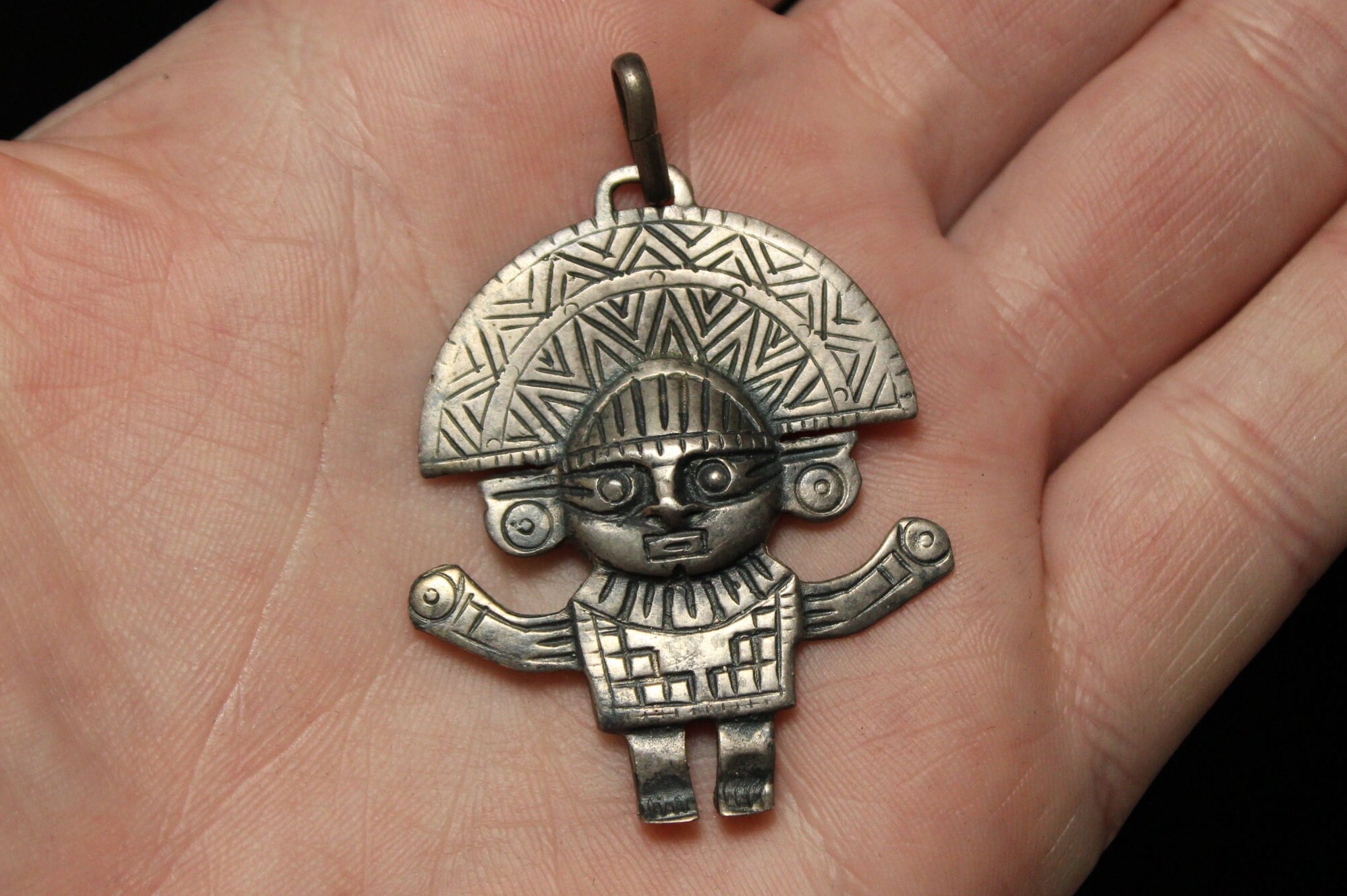 Sterling Silver Peruvian Tumi Amulet, Aztec Maya Inca Pendant, Tumi ...