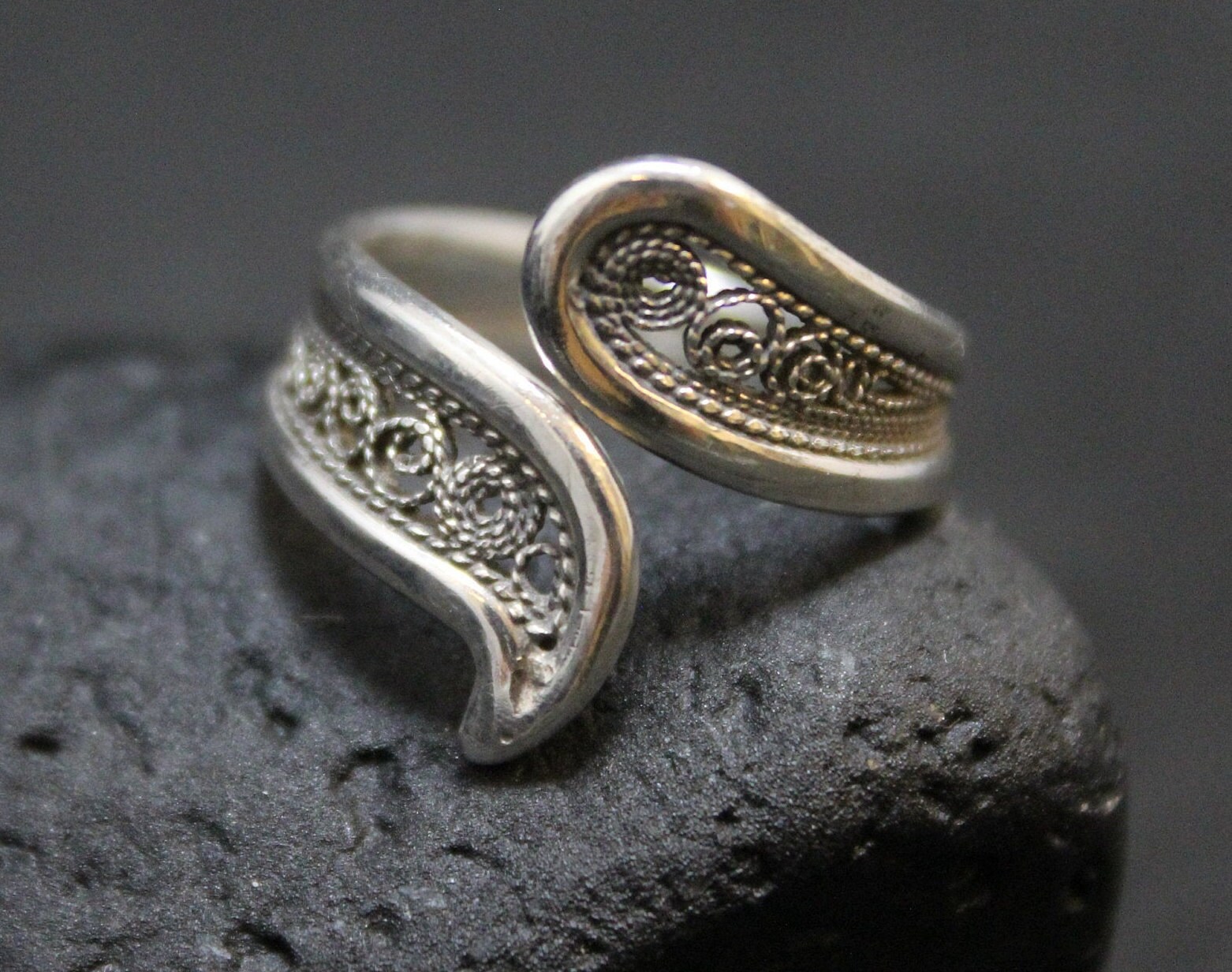 Sterling Silver Flexible Filigree Ring