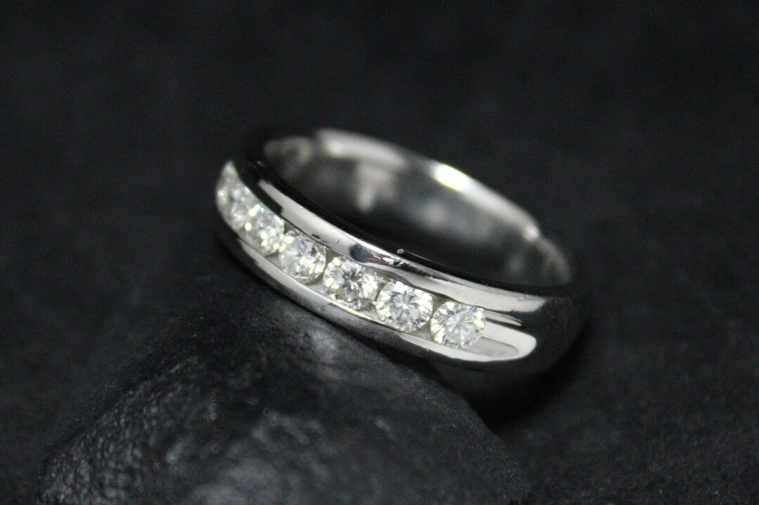 Classic Platinum Channel Set Natural Diamond Wedding Band Ring Size 11 ...