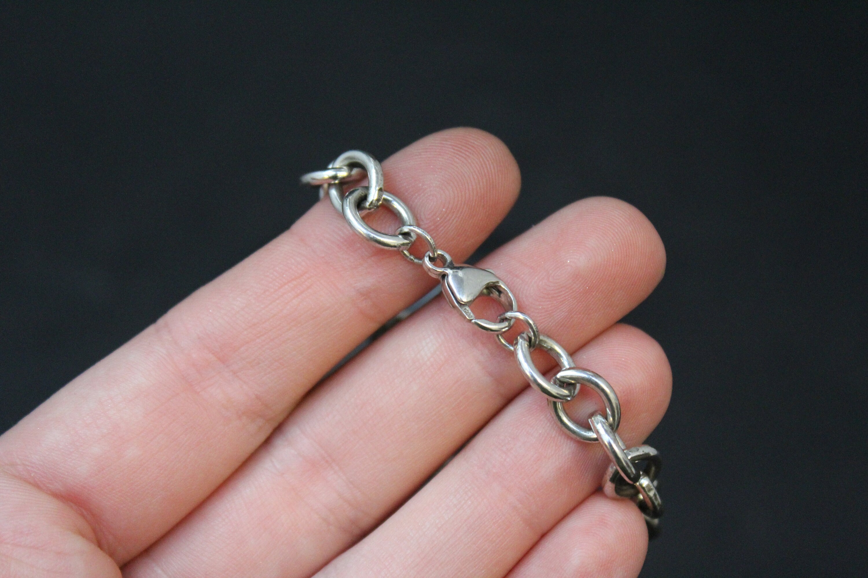 Sterling Silver Cable Link Bracelet, Simple Sterling Link Bracelet ...