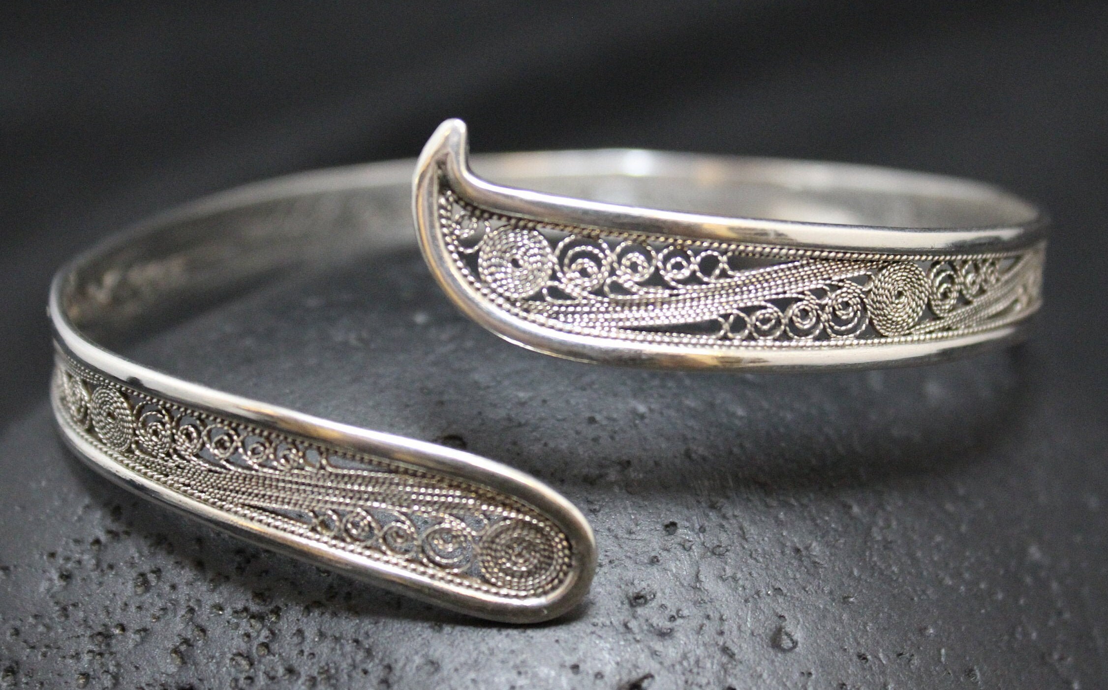 Sterling Silver Flexible Filigree Bracelet and Ring, Sterling Silver ...