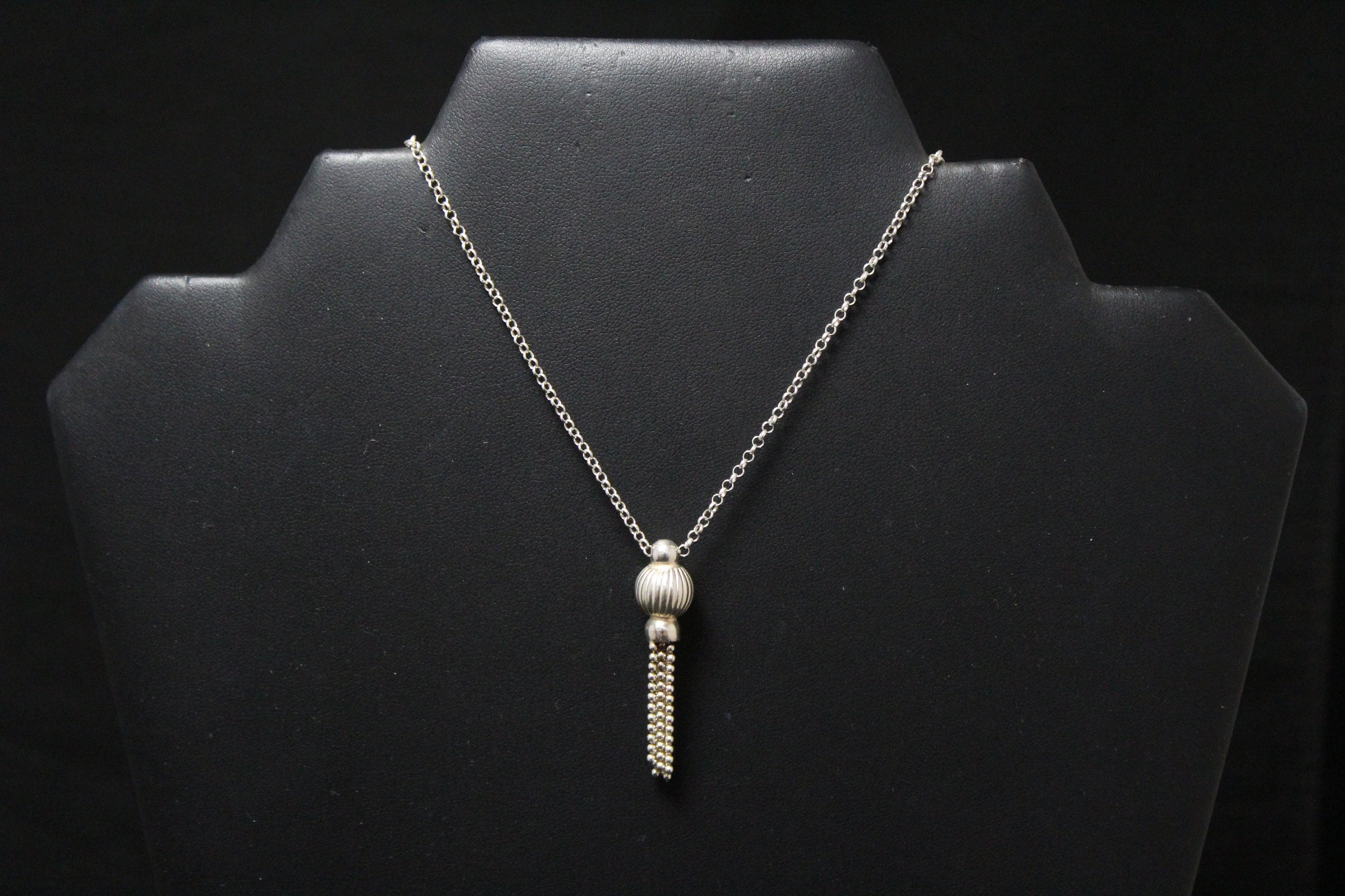Modern Sterling Silver Tassel Necklace, Sterling Tassel Pendant ...