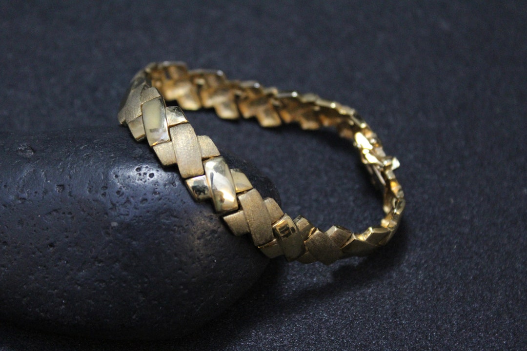 Silver Gold Overlay X Link Bracelet, X Link Gold Tone Bracelet ...