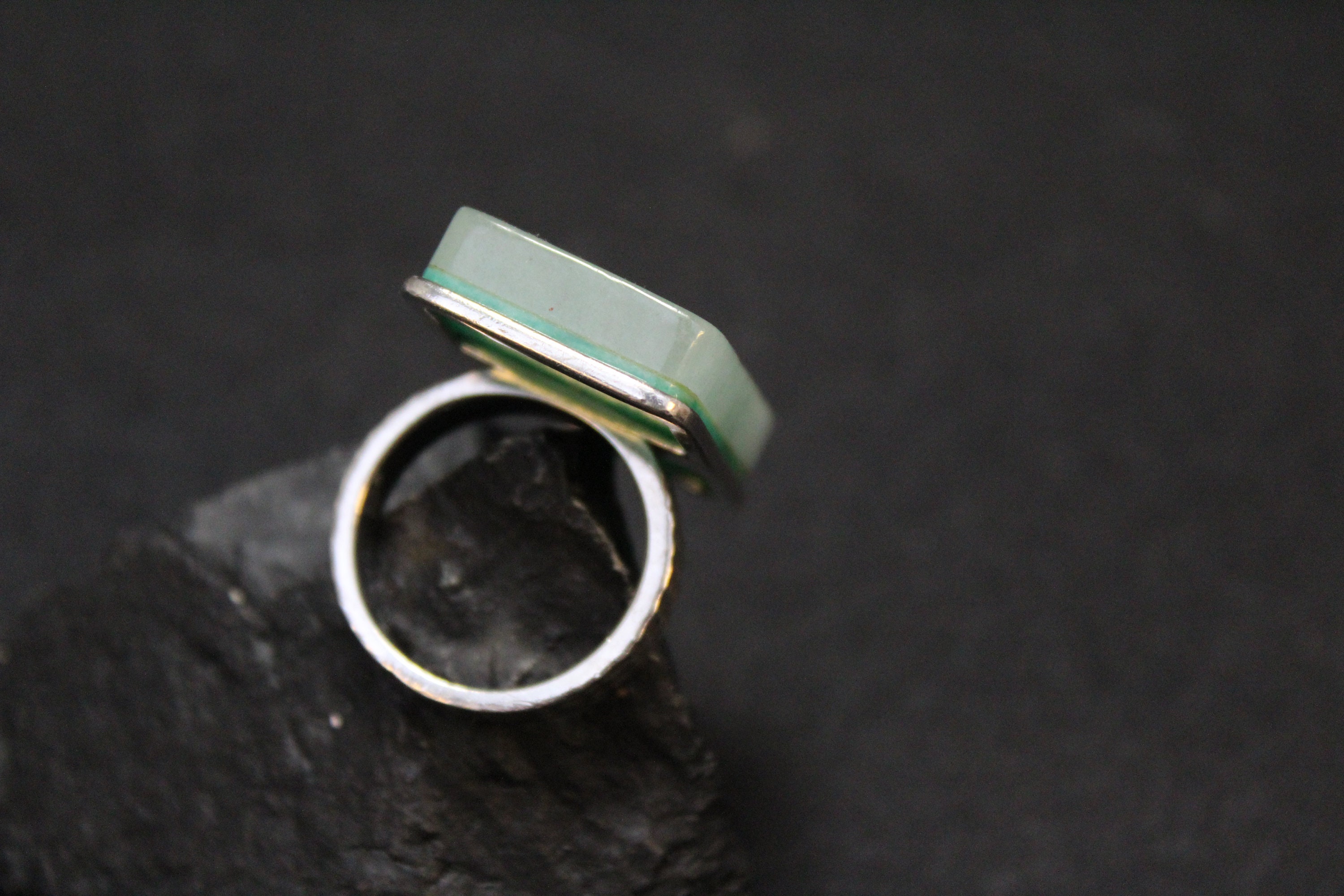 Sterling Silver and Jade Chinese Block Ring, Sterling Silver Jade Ring ...