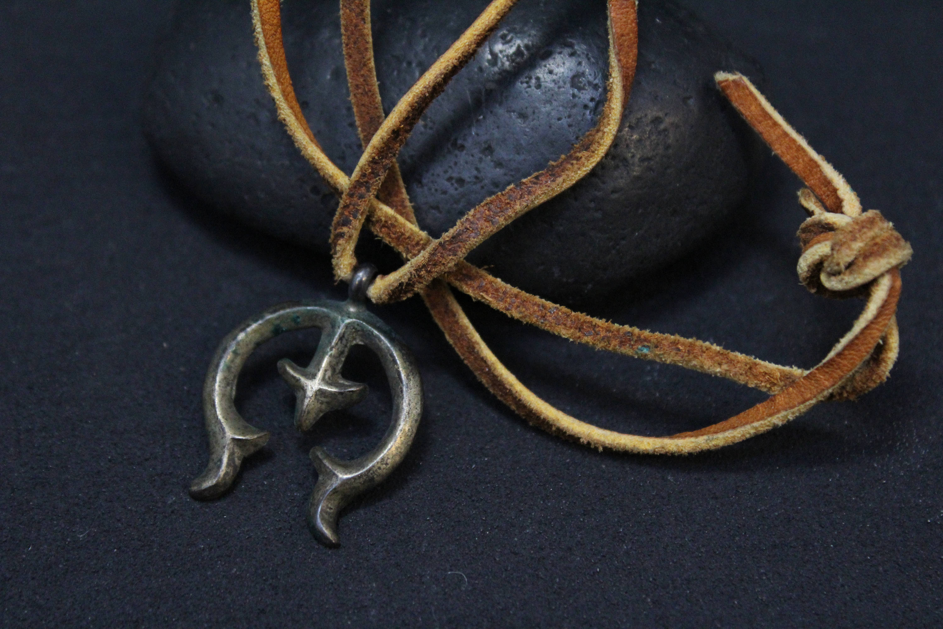 Old Pawn Coin Silver Naja Pendant on Leather Cord, Coin Silver Necklace ...