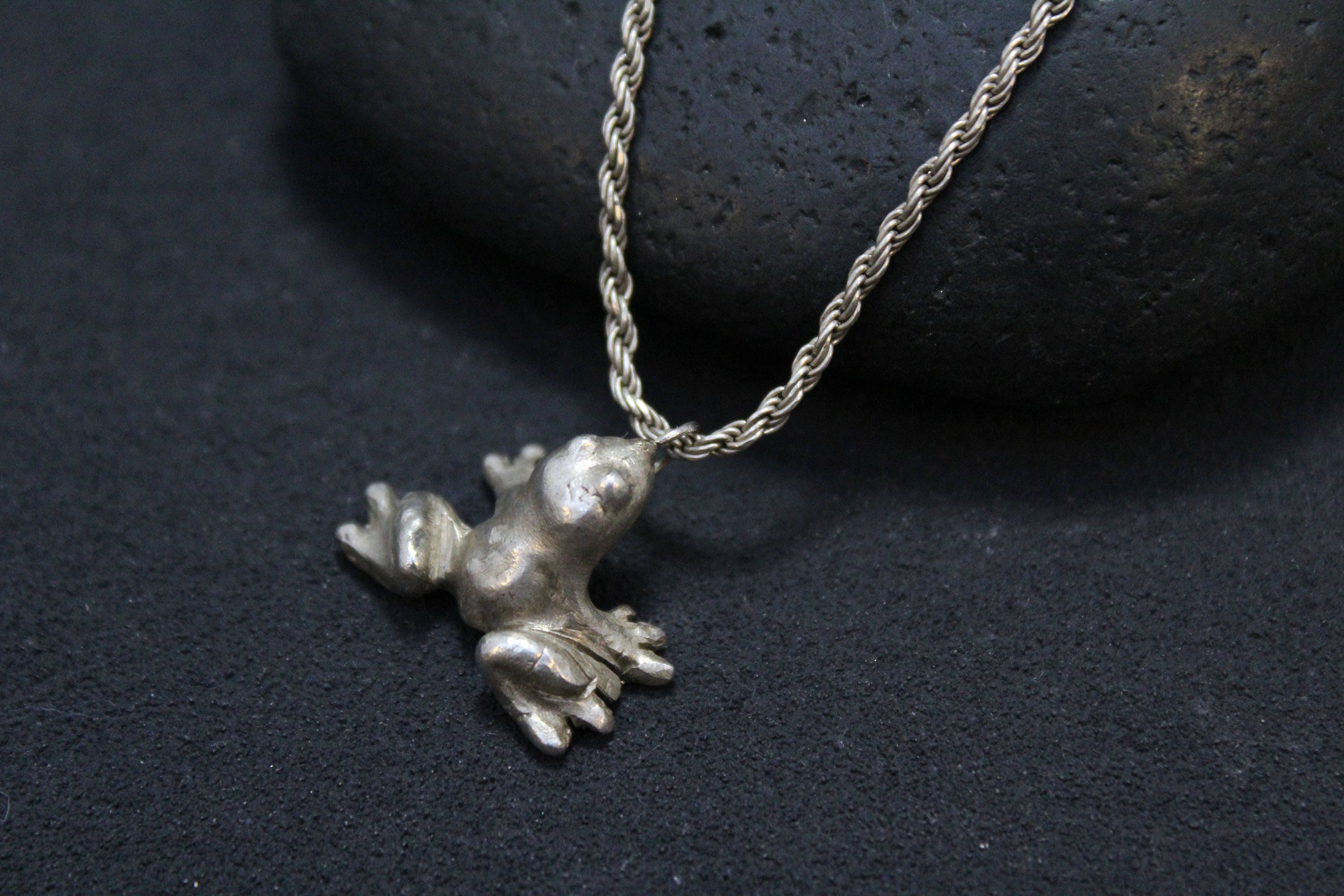 Sterling Silver Frog Necklace, Sterling Frog Jewelry, Sterling Animal ...