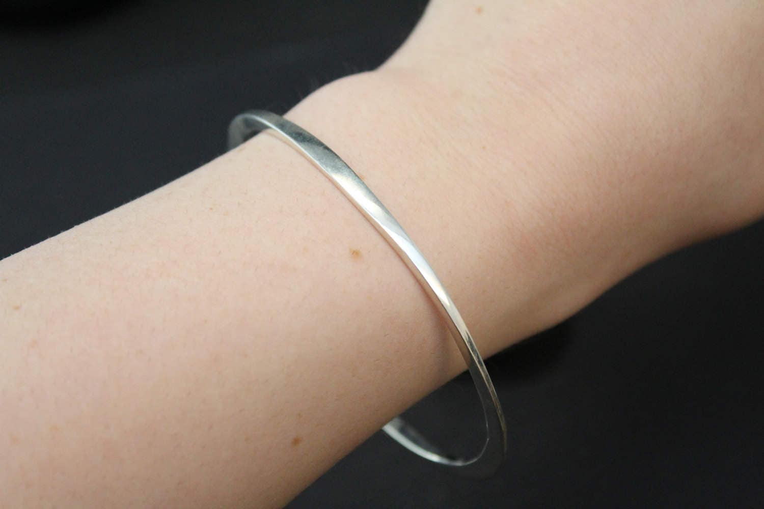 Sterling Flattened Bangle Bracelet, Minimalist Design, Modernist ...