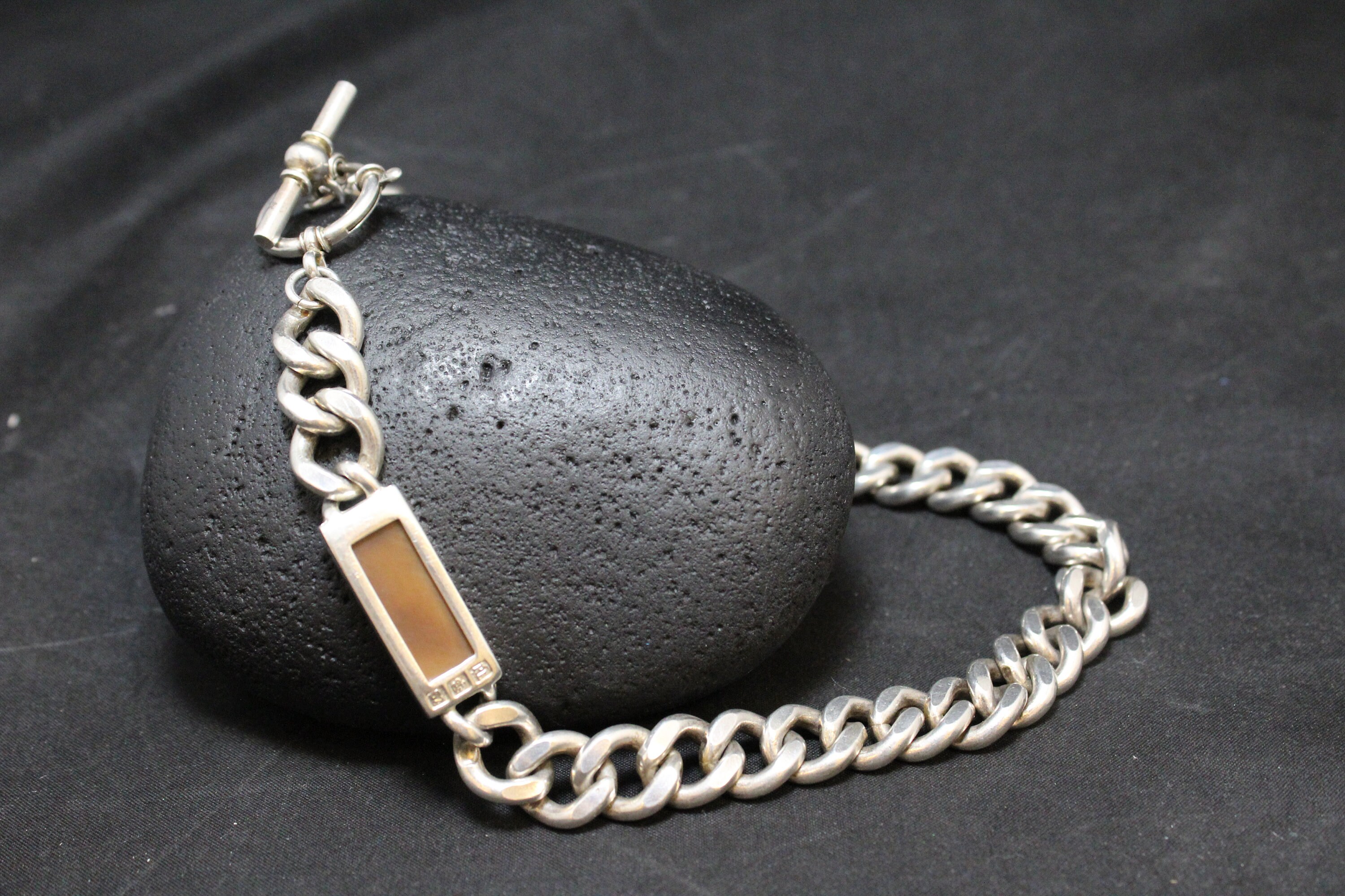 Ralph Lauren Sterling Silver Heavy Watch Collar Necklace with Brown ...