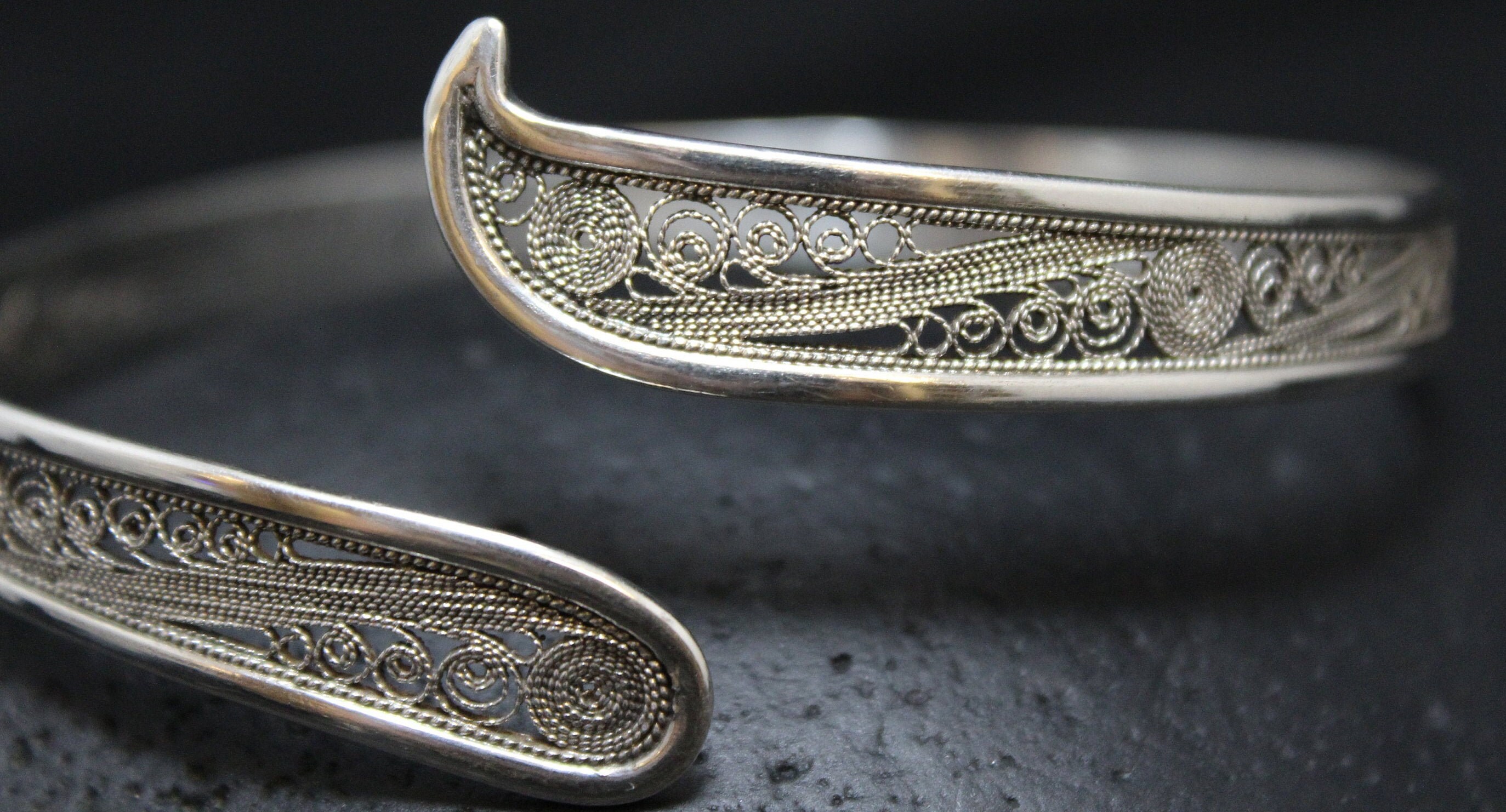 Sterling Silver Flexible Filigree Bracelet and Ring, Sterling Silver ...