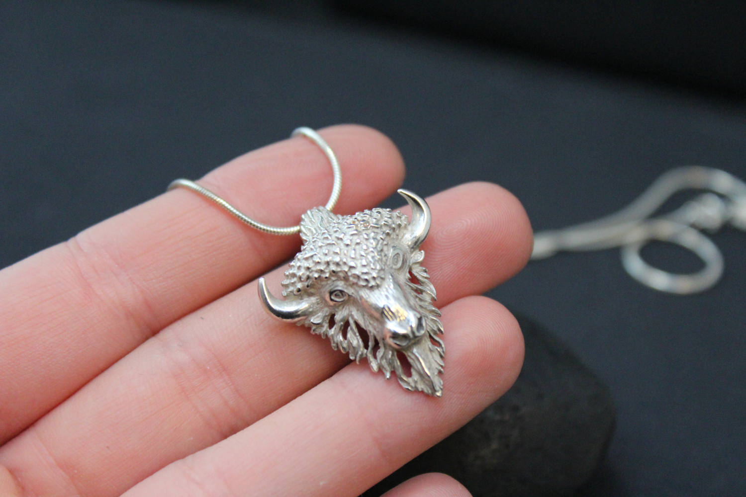 Sterling Silver Buffalo Head Necklace, Silver Yak Pendant, Buffalo ...