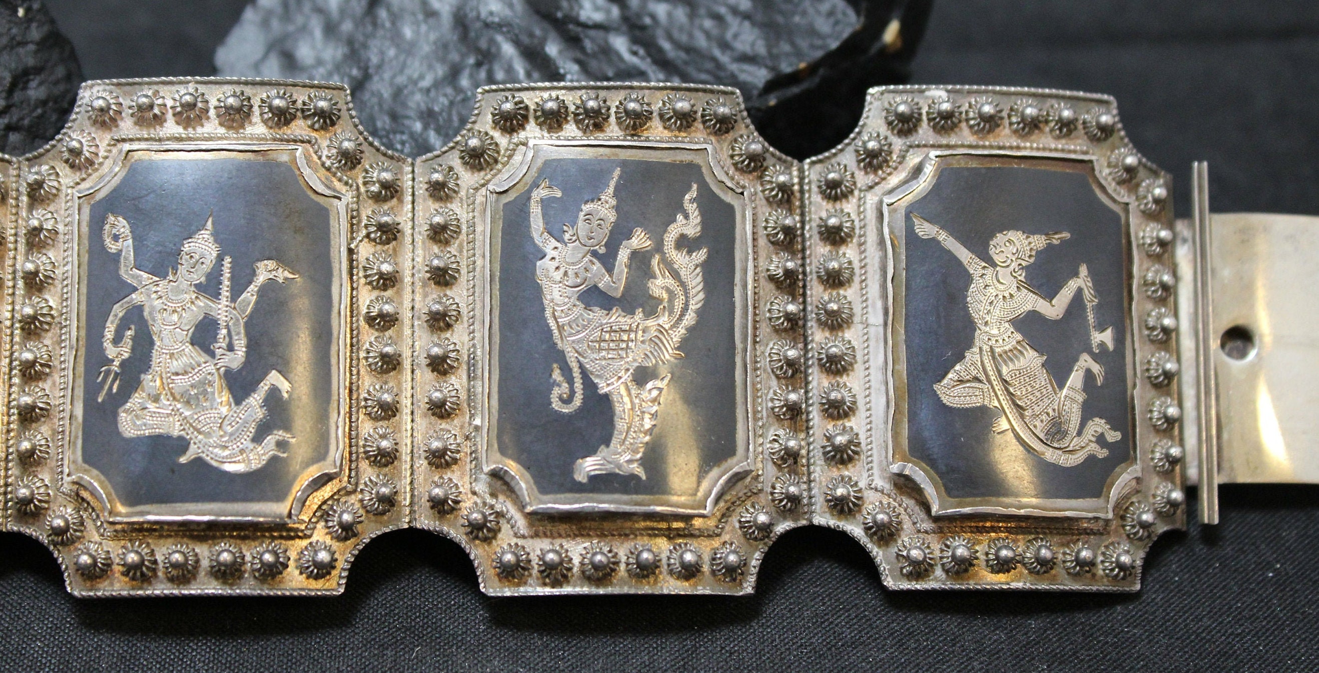 Sterling Silver Siamese Link Bracelet, Silver Siam Panel Bracelet ...