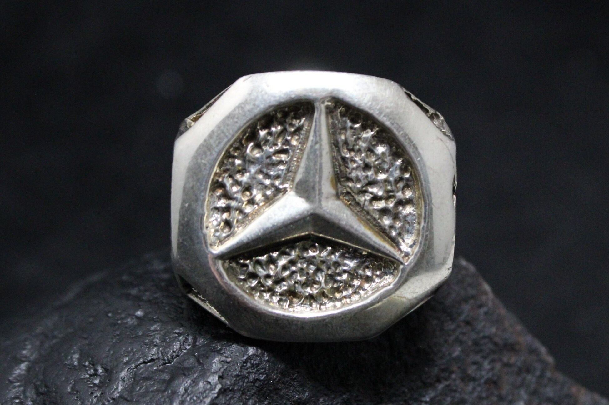Sterling Silver Heavy Mercedes Benz Signet Men's Ring Size 10, Mercedes ...