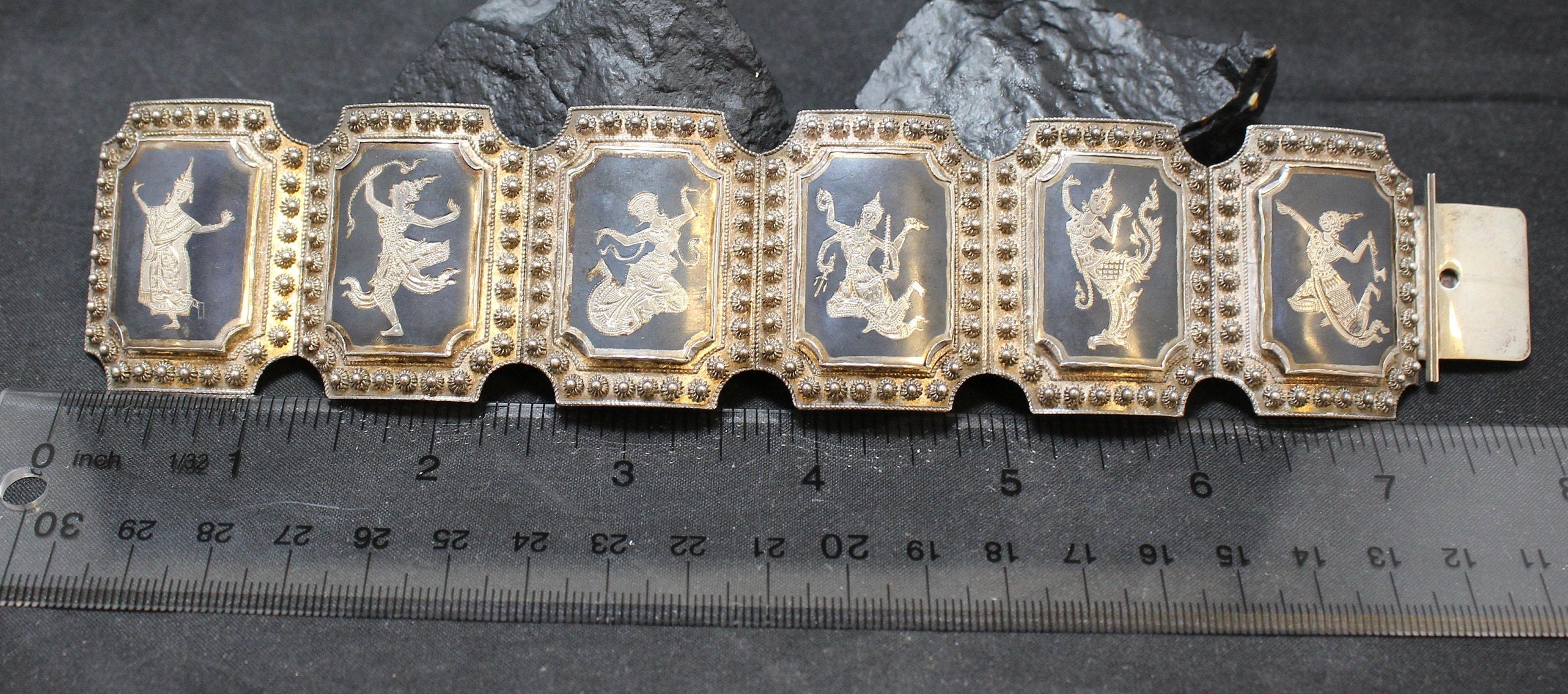 Sterling Silver Siamese Link Bracelet, Silver Siam Panel Bracelet ...