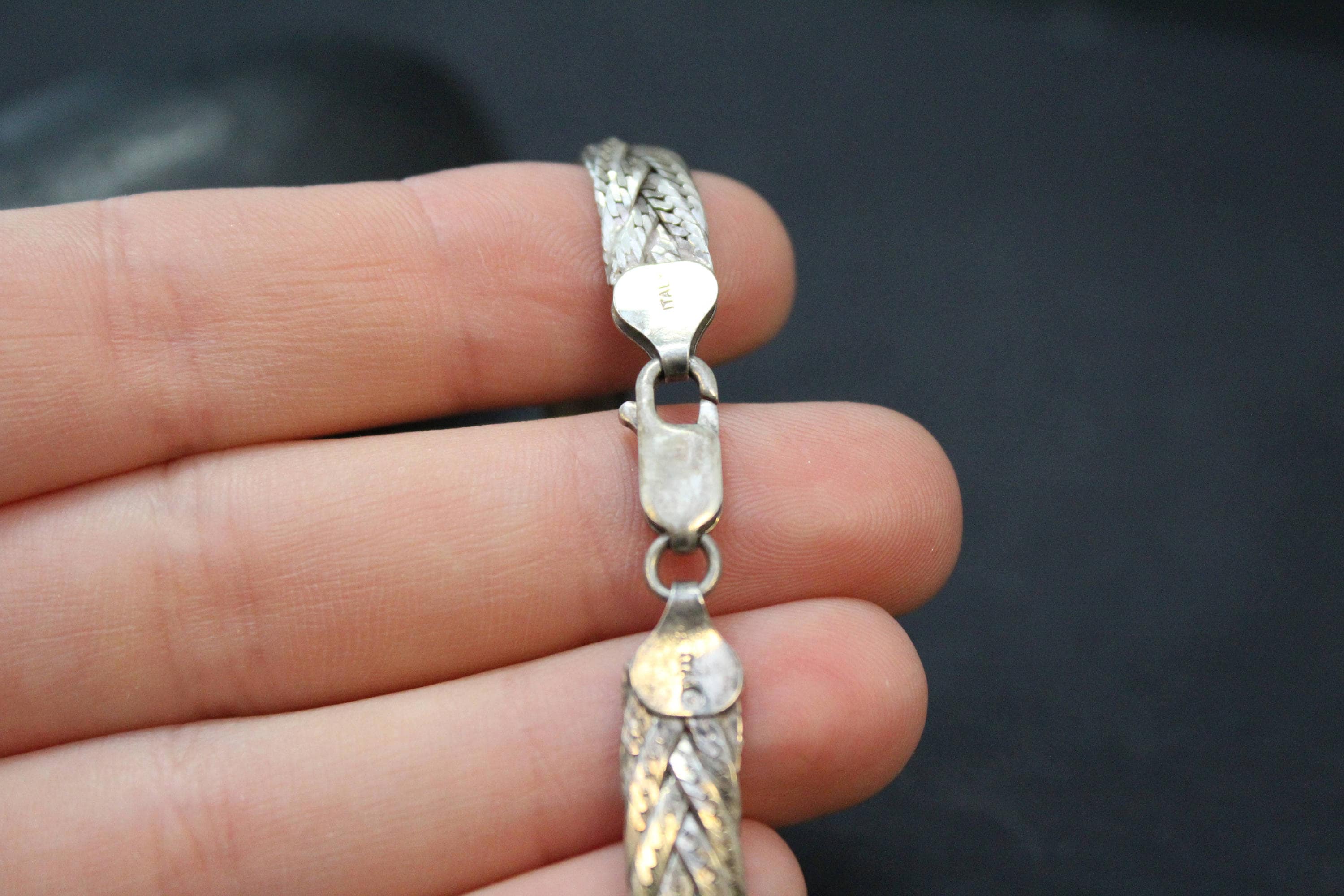 Sterling Silver Italian Braided Chain Bracelet, Italian Silver Braided ...