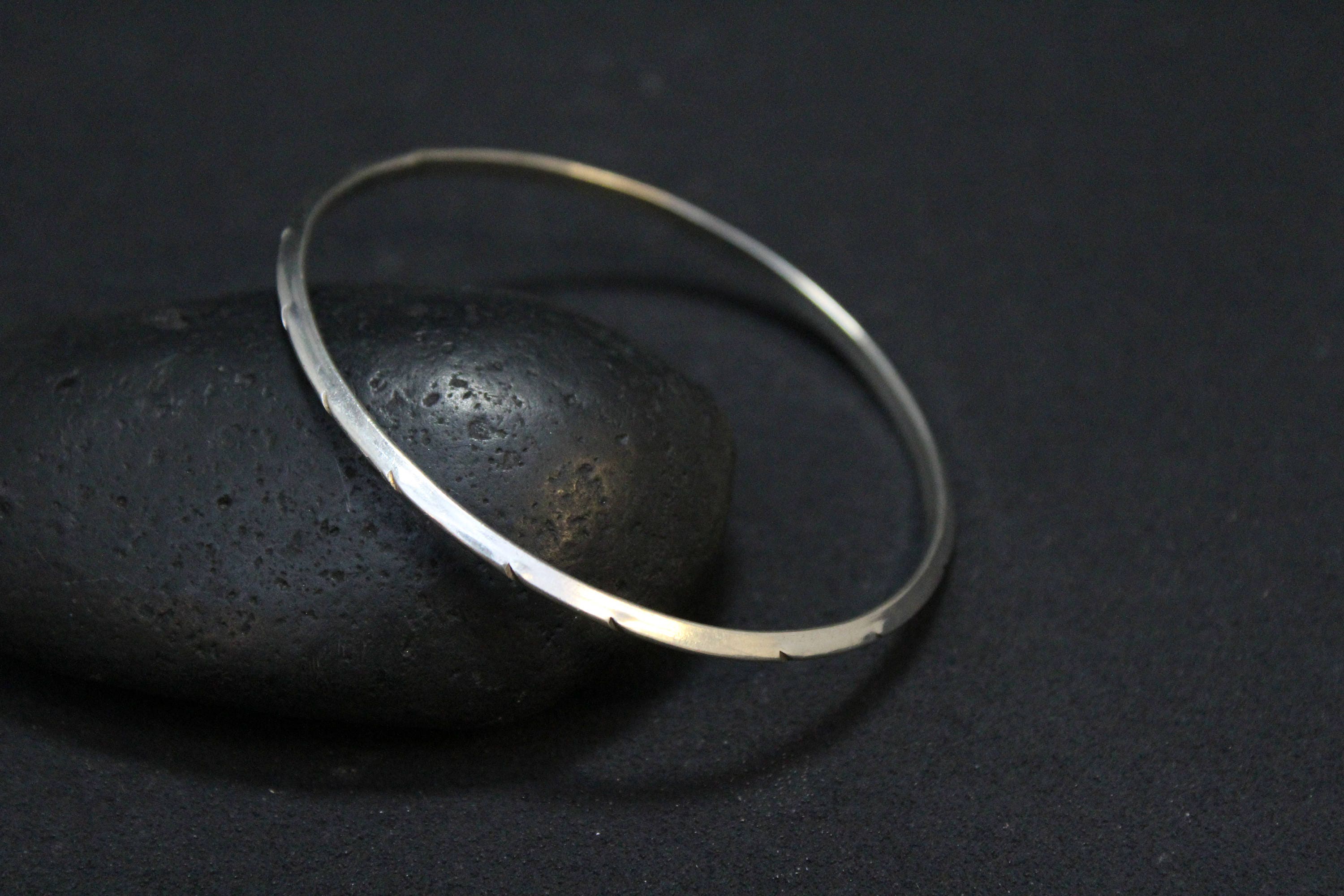 Thin Sterling Silver Bangle, Thin Tribal Bangle, Thin Sterling Bracelet ...