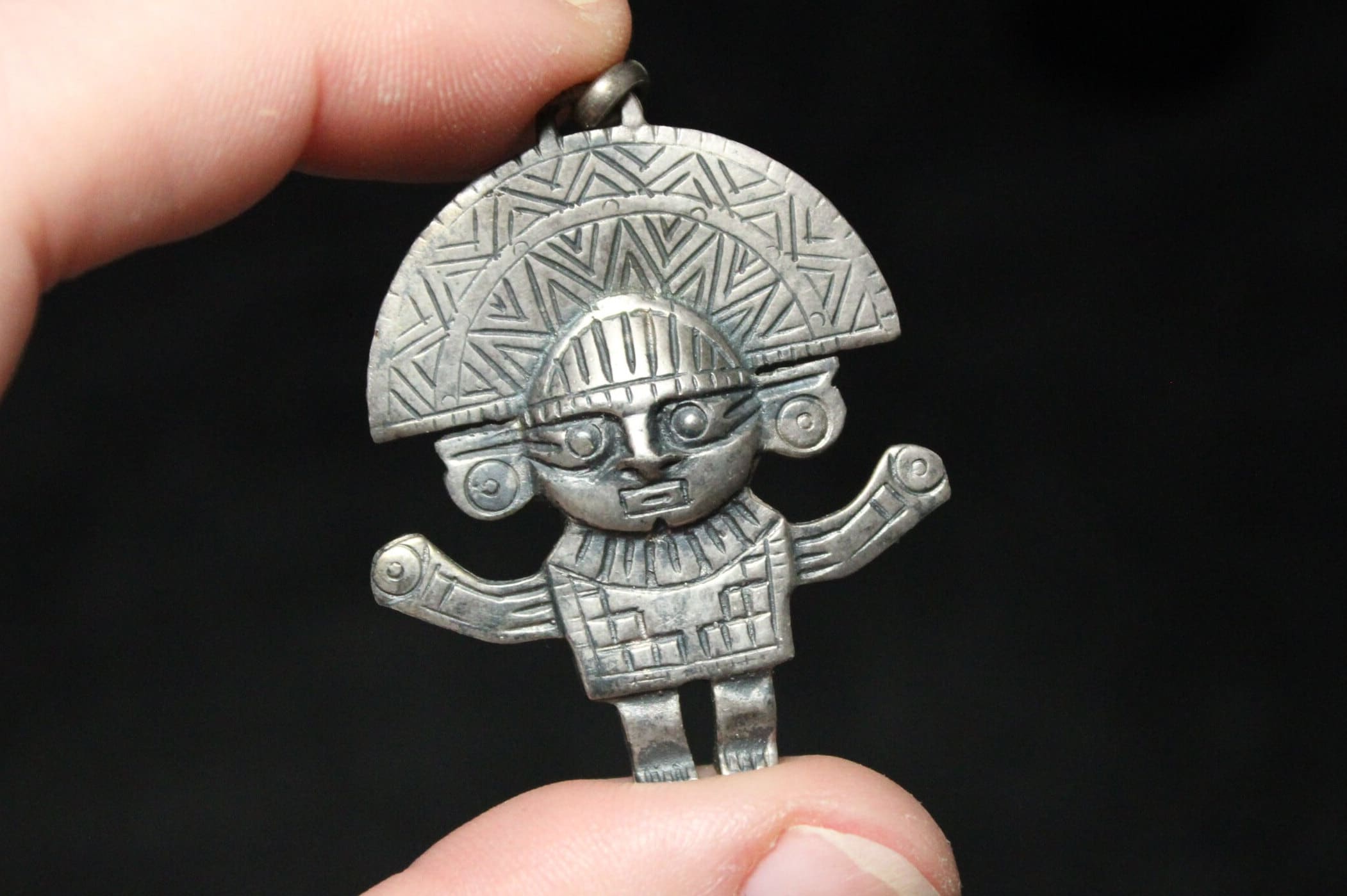 Sterling Silver Peruvian Tumi Amulet, Aztec Maya Inca Pendant, Tumi ...