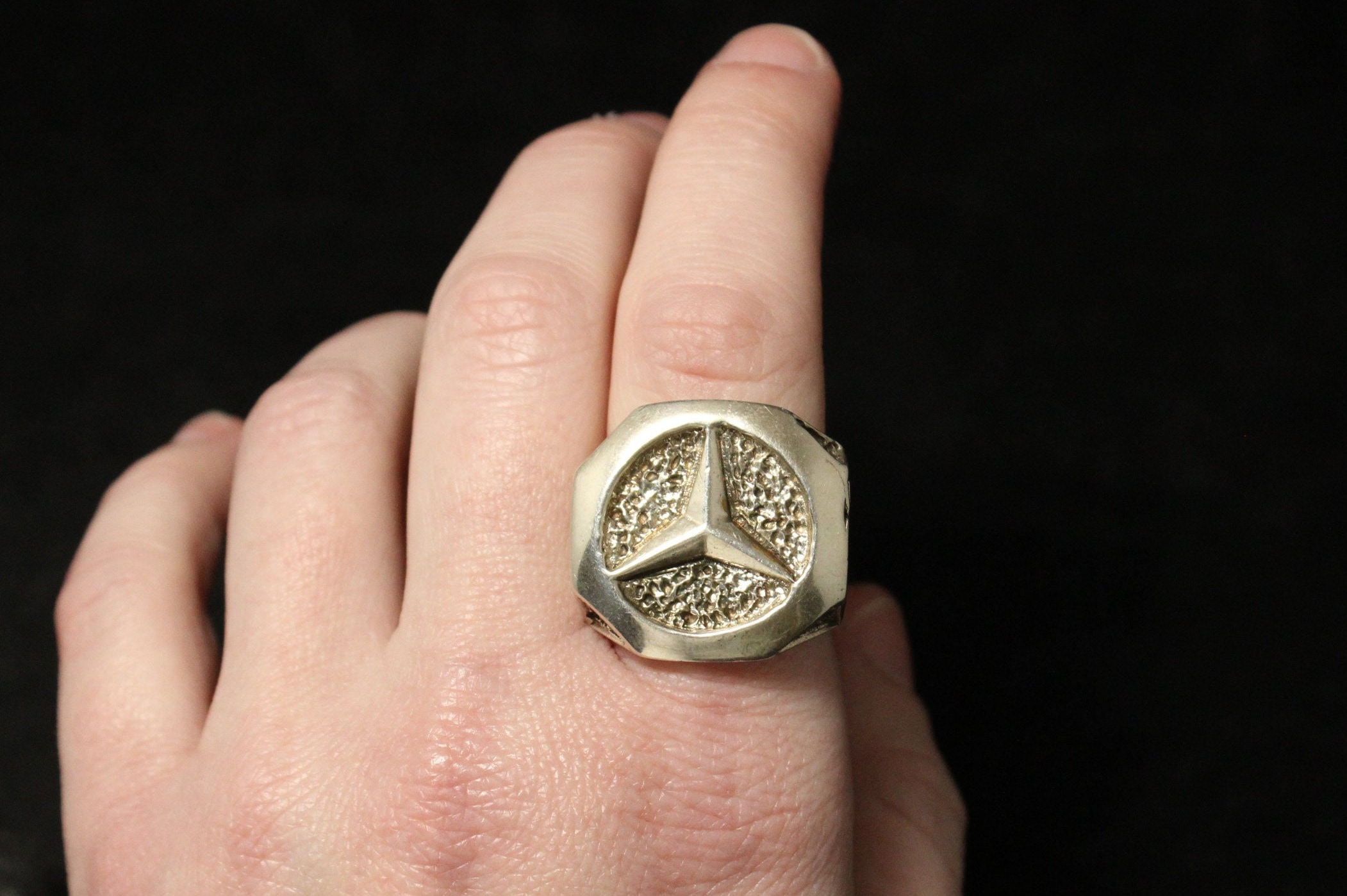 Sterling Silver Heavy Mercedes Benz Signet Men's Ring Size 10, Mercedes ...