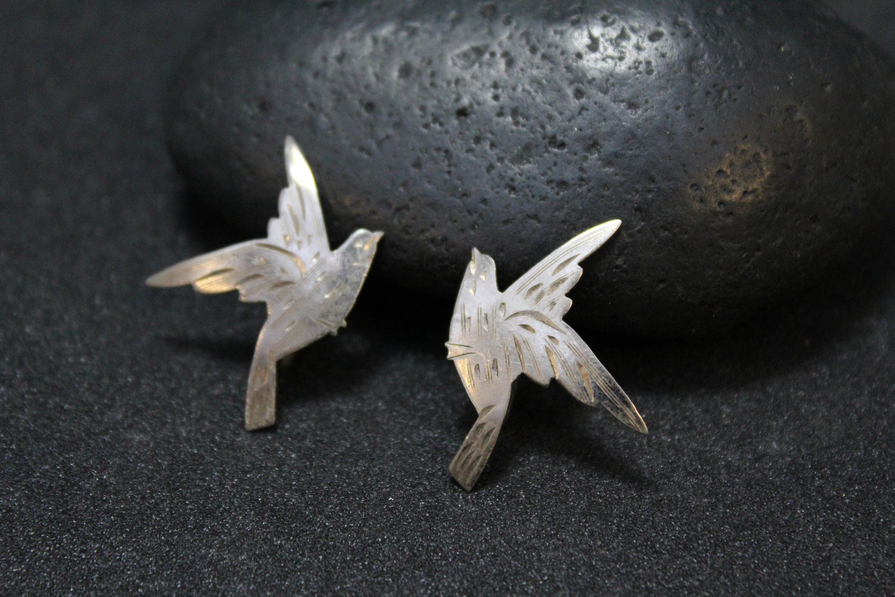 Sterling Silver Screw Back Bird Earrings, Bird Earrings, Sterling ...