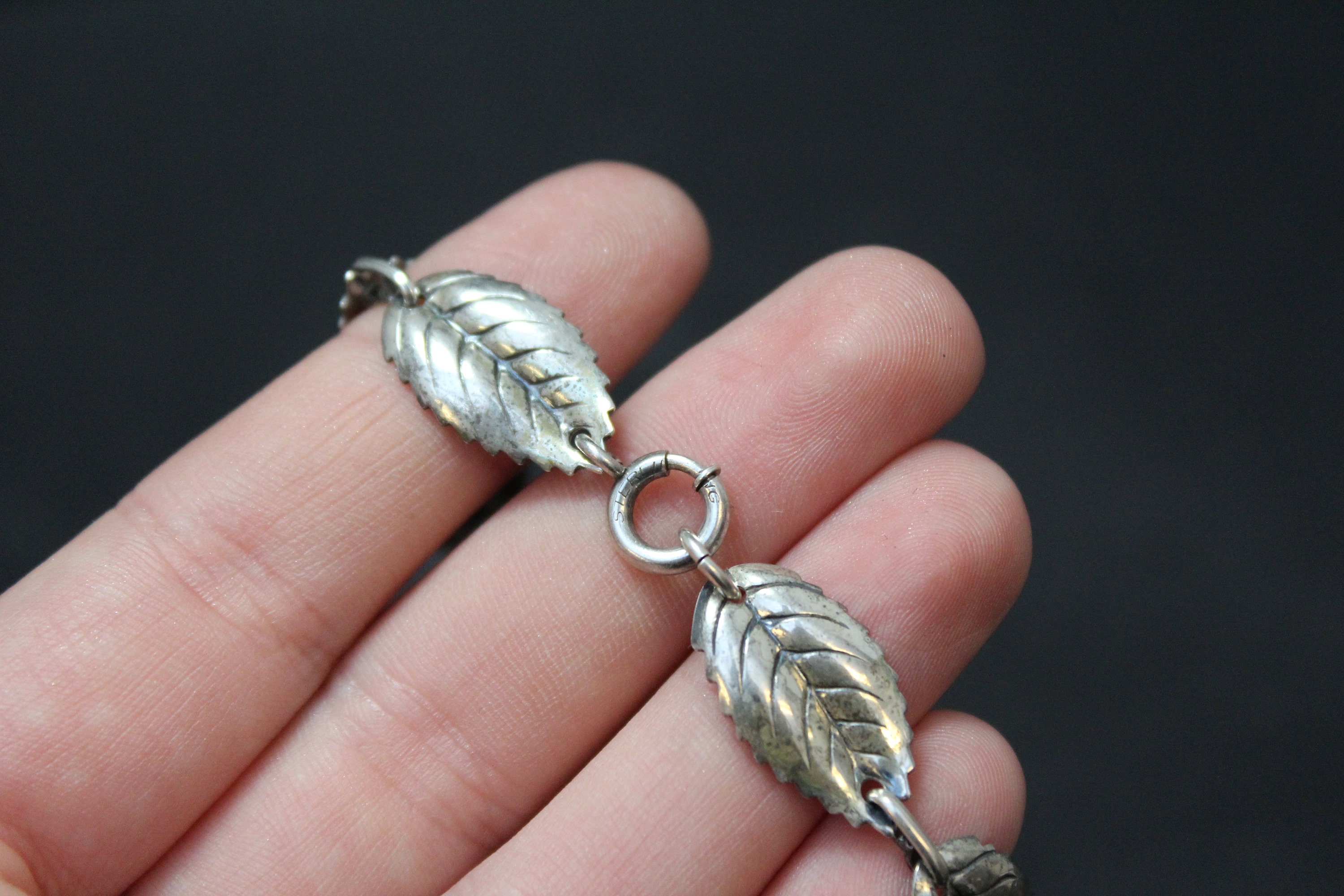 Sterling Silver Signed Jewelart Leaf Necklace, Sterling Leaf Choker ...