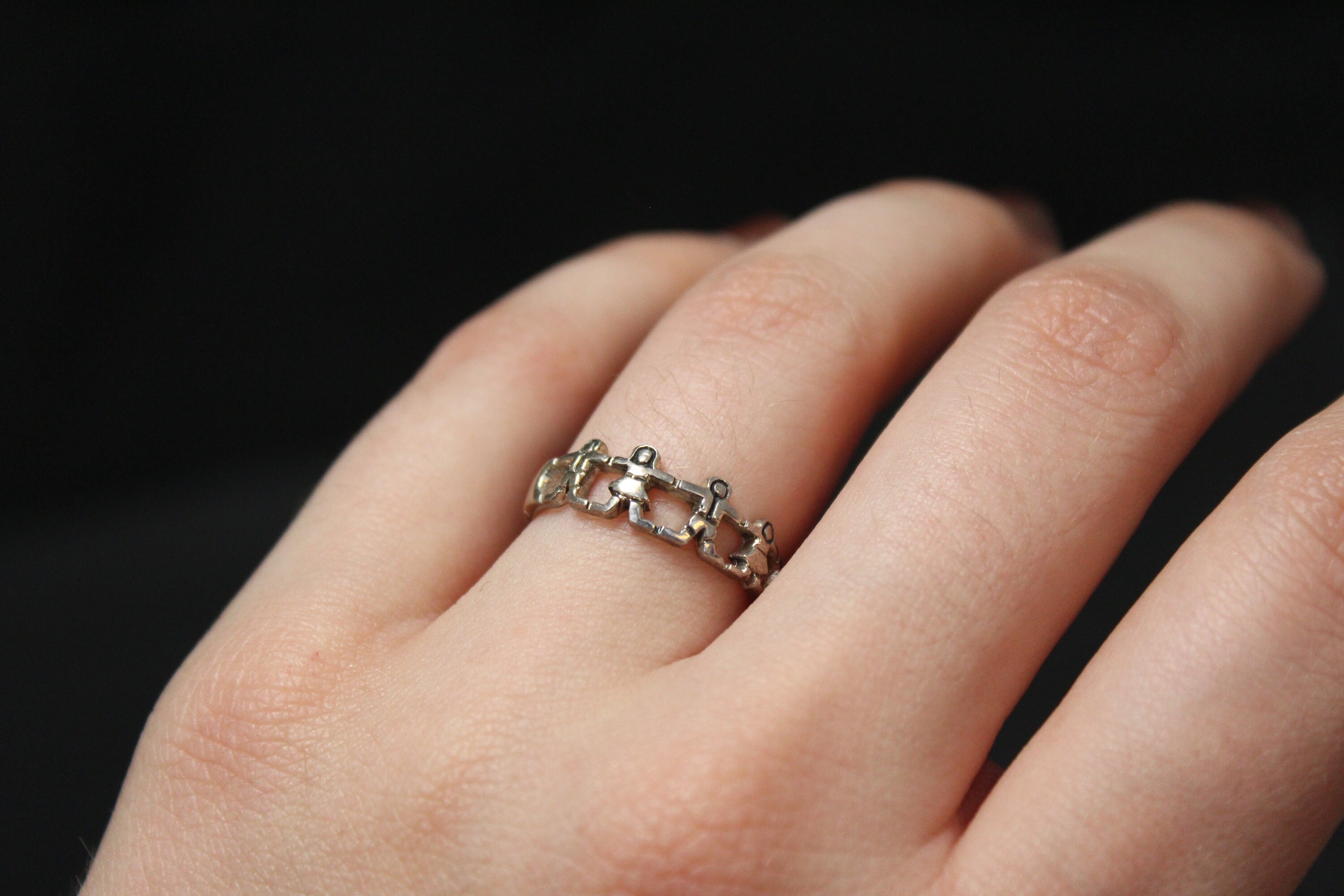 Sterling Silver Kid Pattern Band Ring, Sterling Holding Hands Ring ...