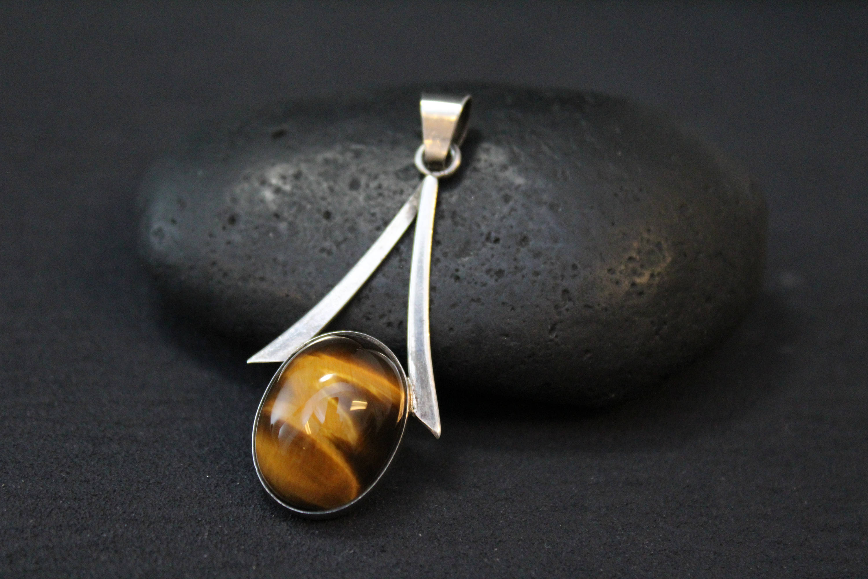 Sterling Silver Modernist Tiger's Eye Pendant, Tigers Eye Jewelry ...