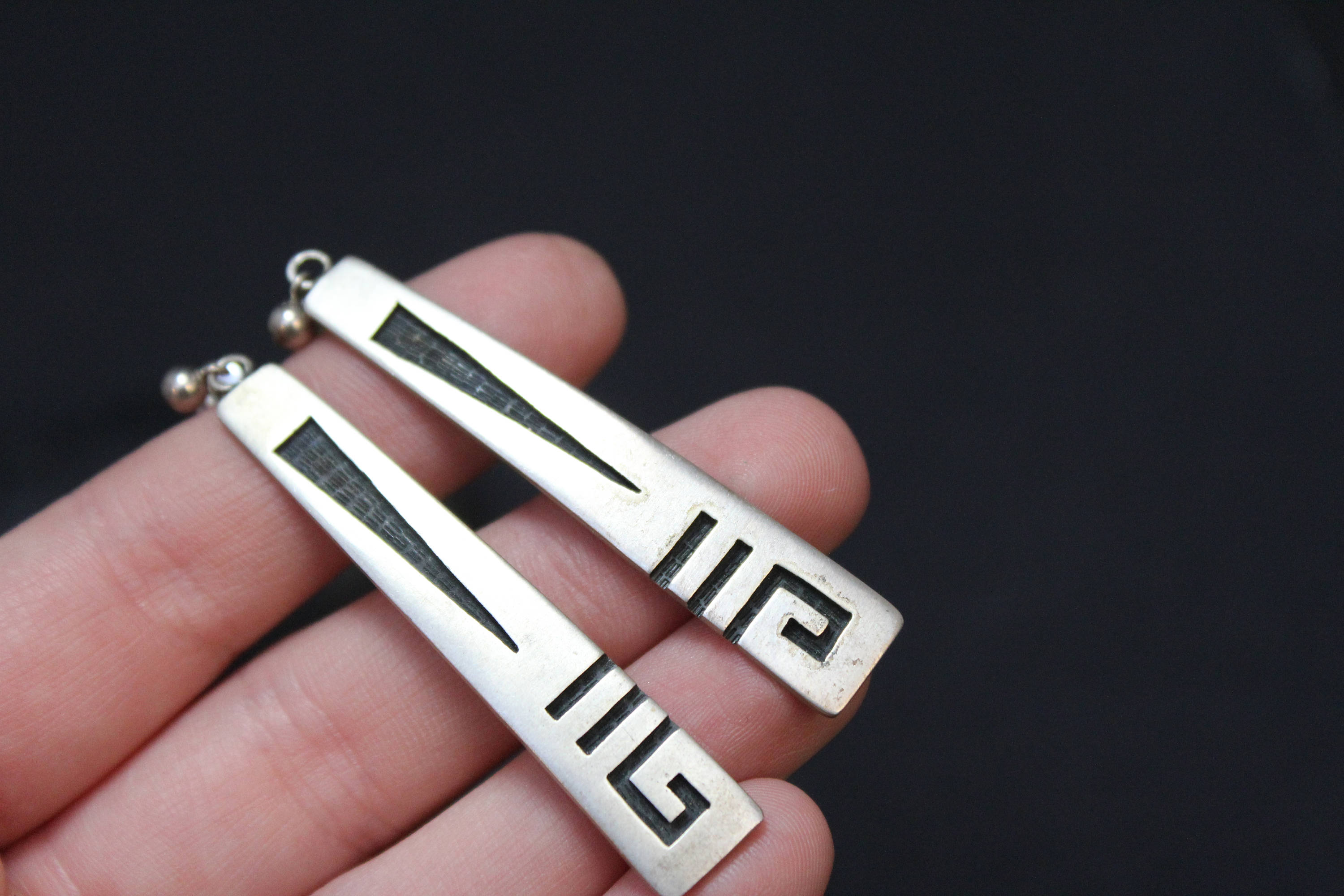 RESERVED FOR ROBIN Manuel Hoyungowa Hopi Dangle Post Earrings, Sterling ...