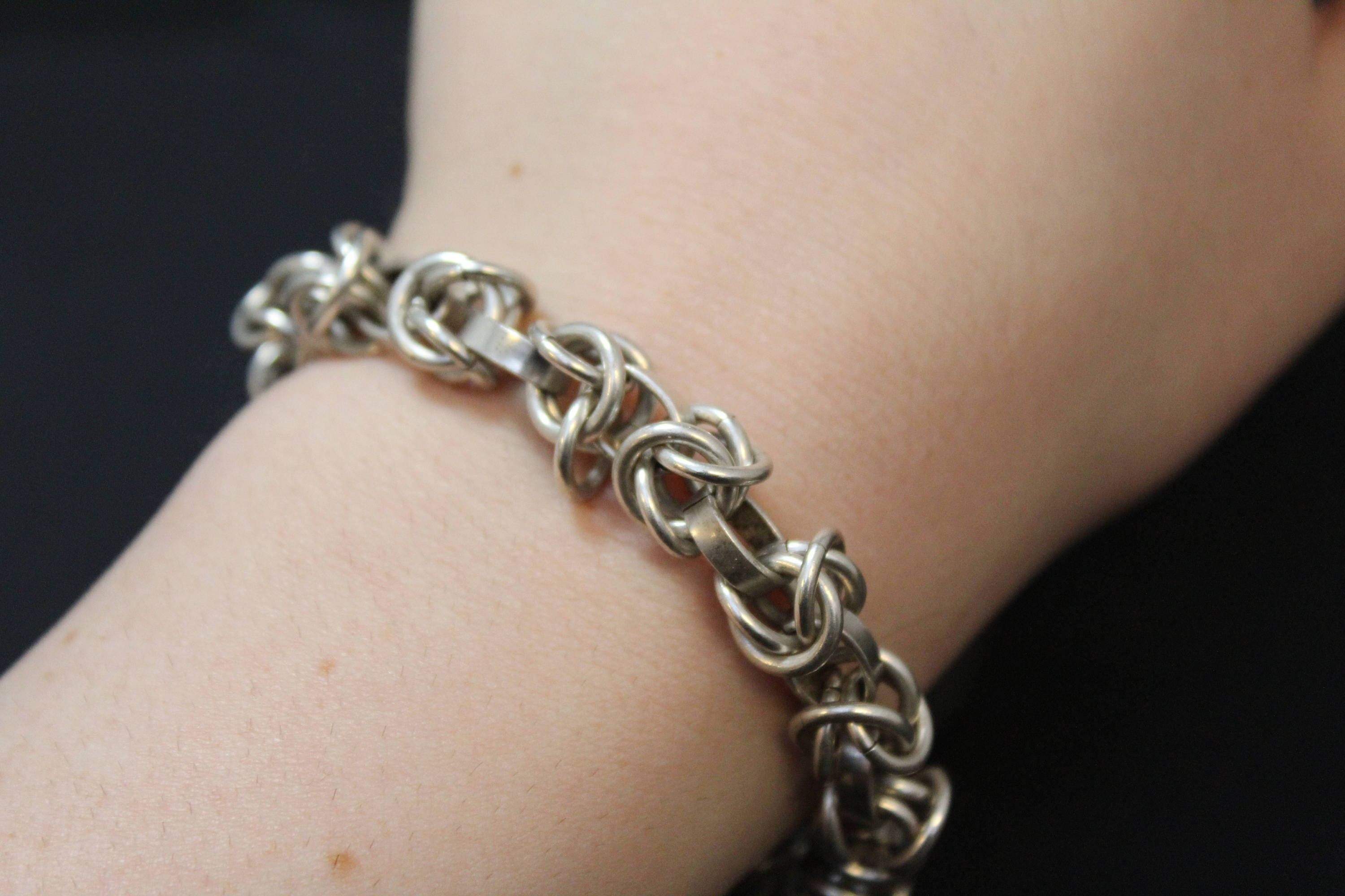 Unique Sterling Silver Heavy Link Bracelet, Sterling Silver Link ...