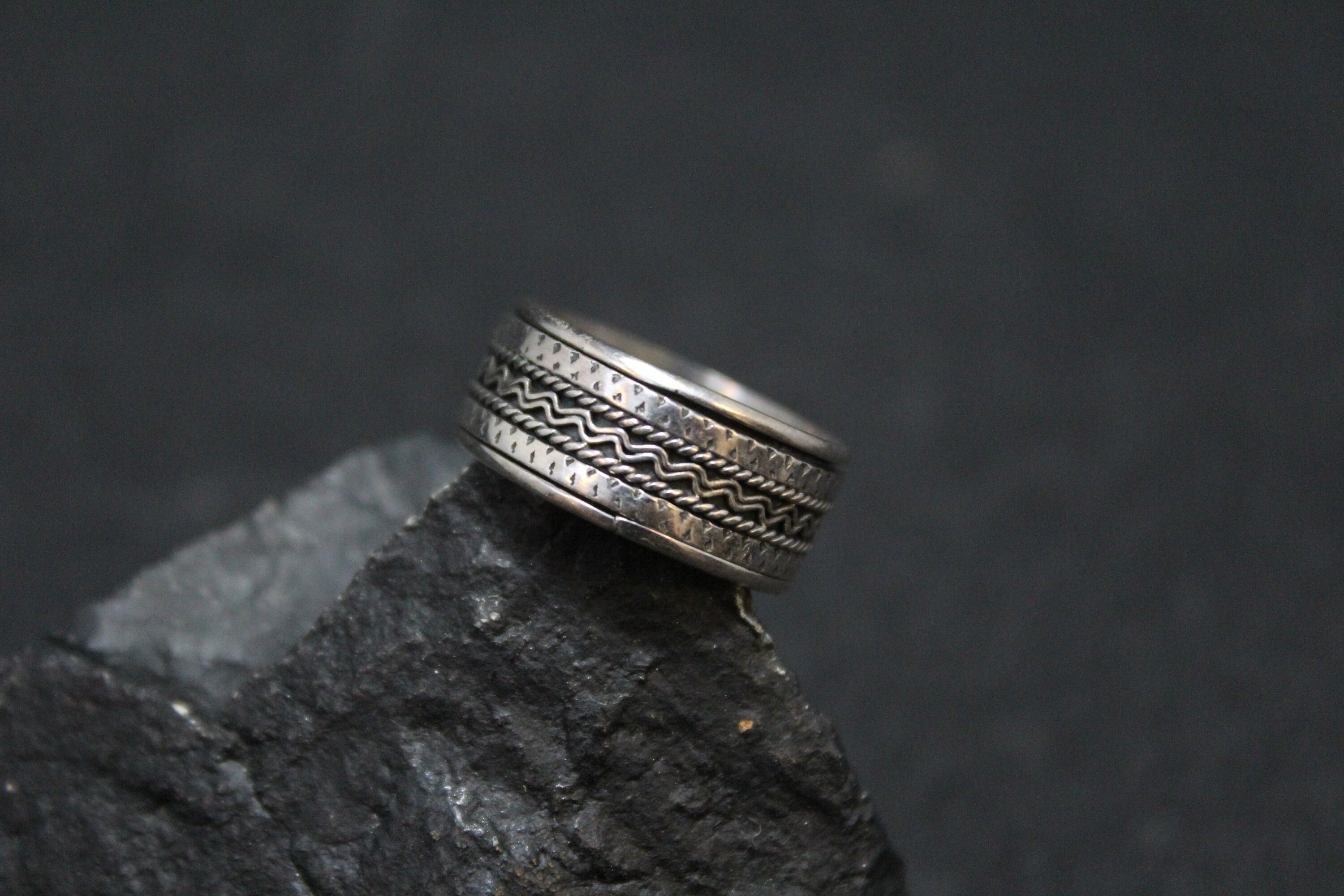 Sterling Silver Spinning Tribal Band Ring, Sterling Spinning Ring ...